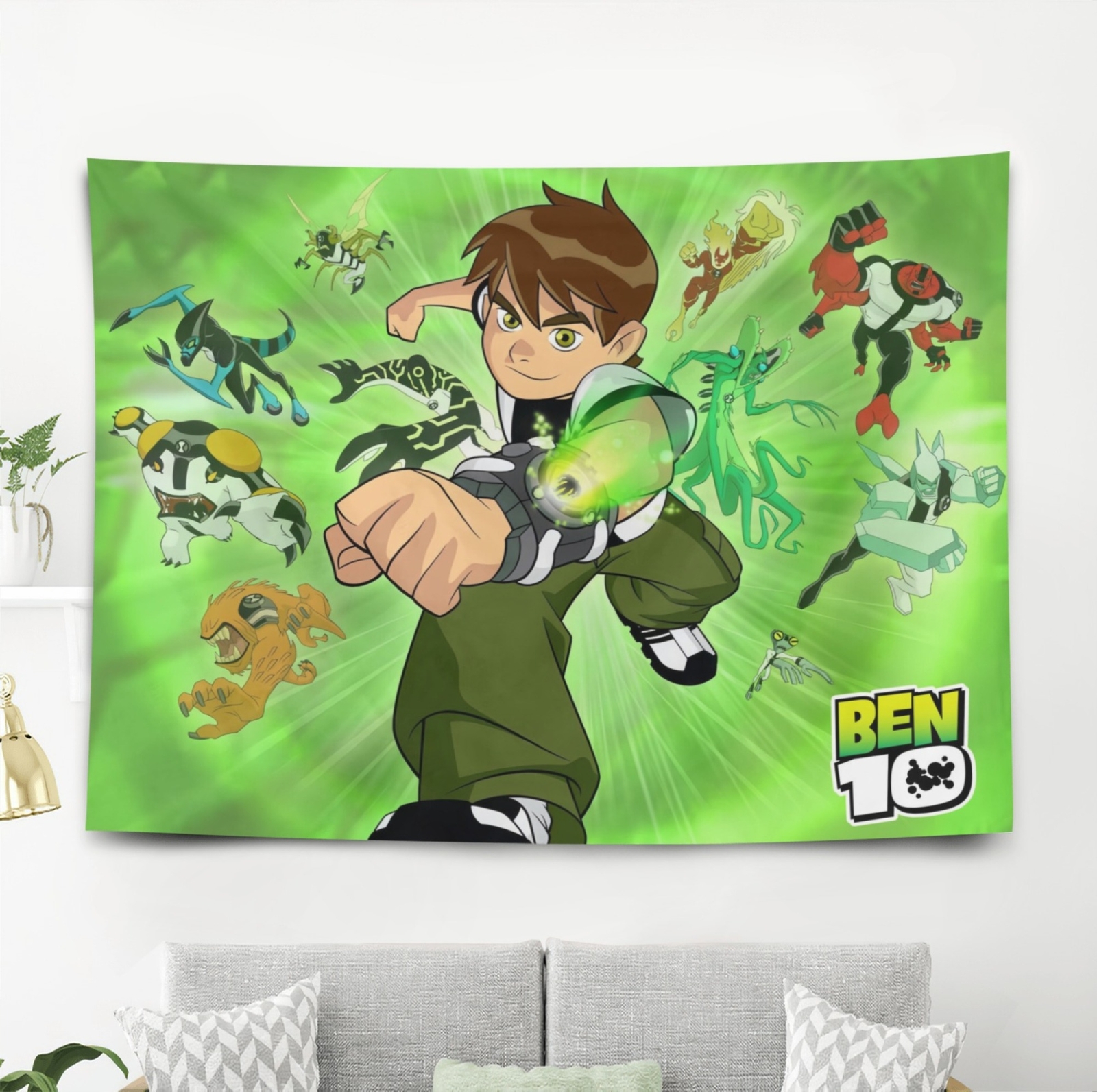 Ben 10 Wall Tapestry Wall Hanging for Bedroom Kids Wall Decorations ...
