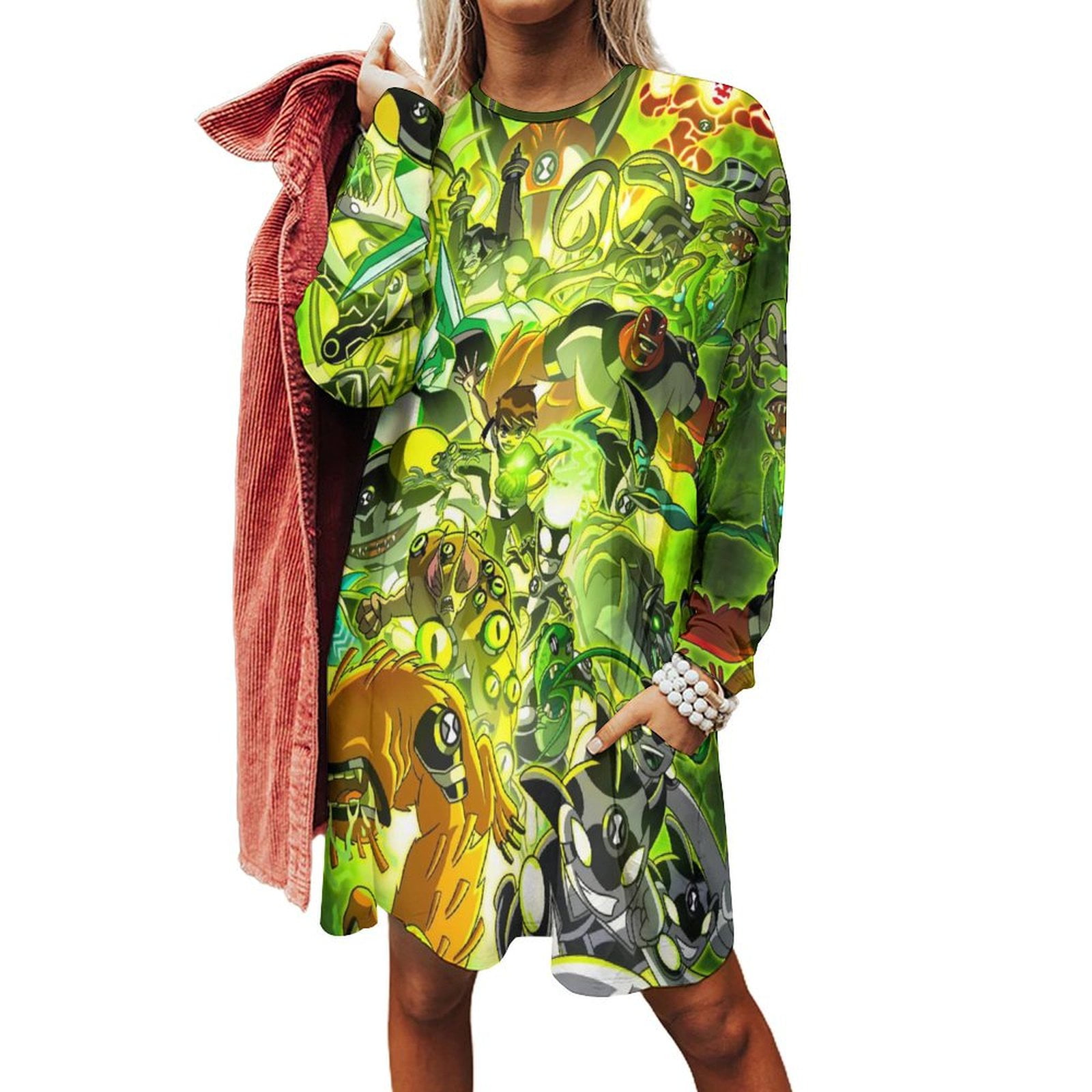 Ben 10 Women's Long Sleeve Oversized Dressy T-Shirts Loose Casual ...