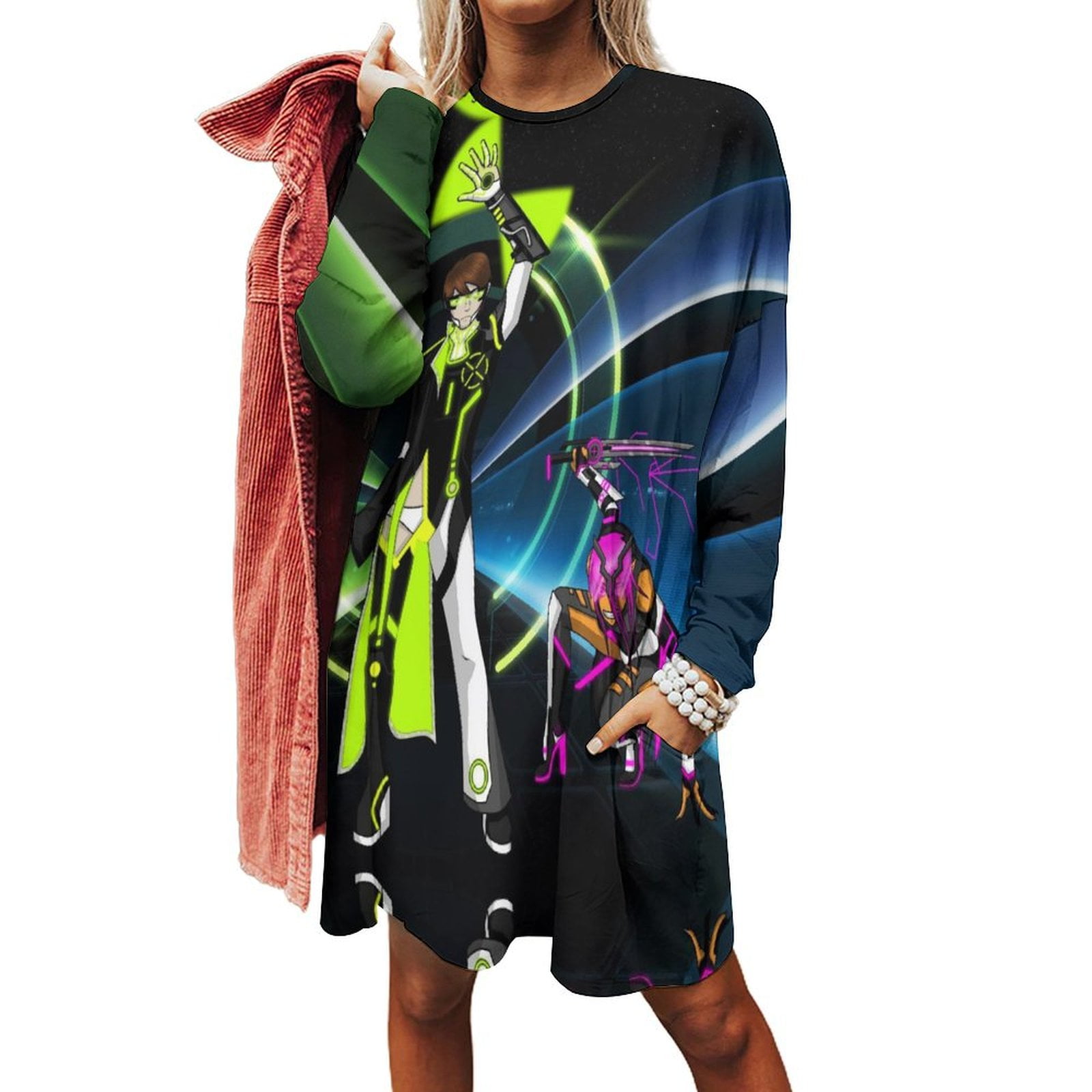 Ben 10 Women's Long Sleeve Oversized Dressy T-Shirts Loose Casual ...