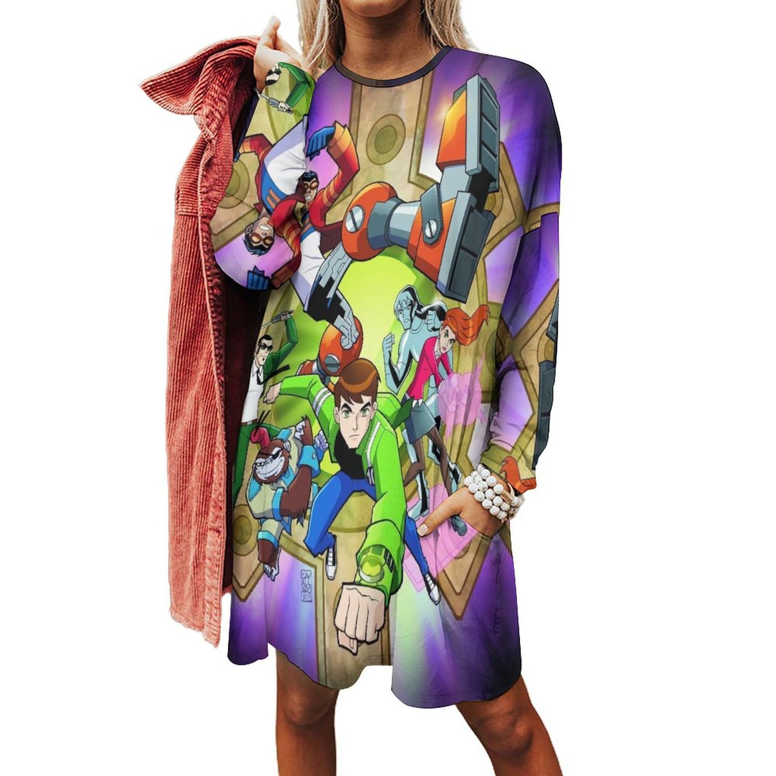 Ben 10 Women's Long Sleeve Oversized Dressy T-Shirts Loose Casual ...