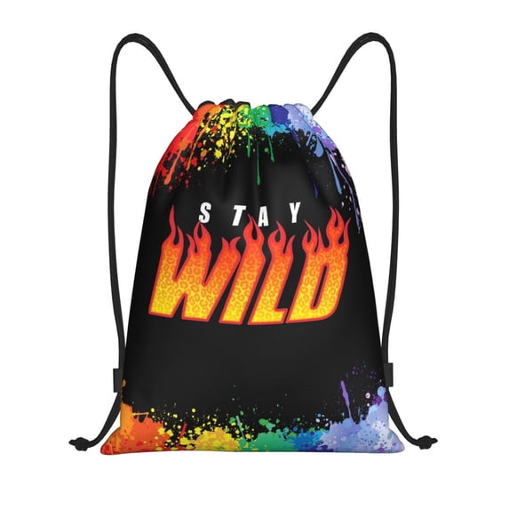 Ben Aze1 Art Stay Leopard Wild Drawstring Bags Large Capacity Shopping ...