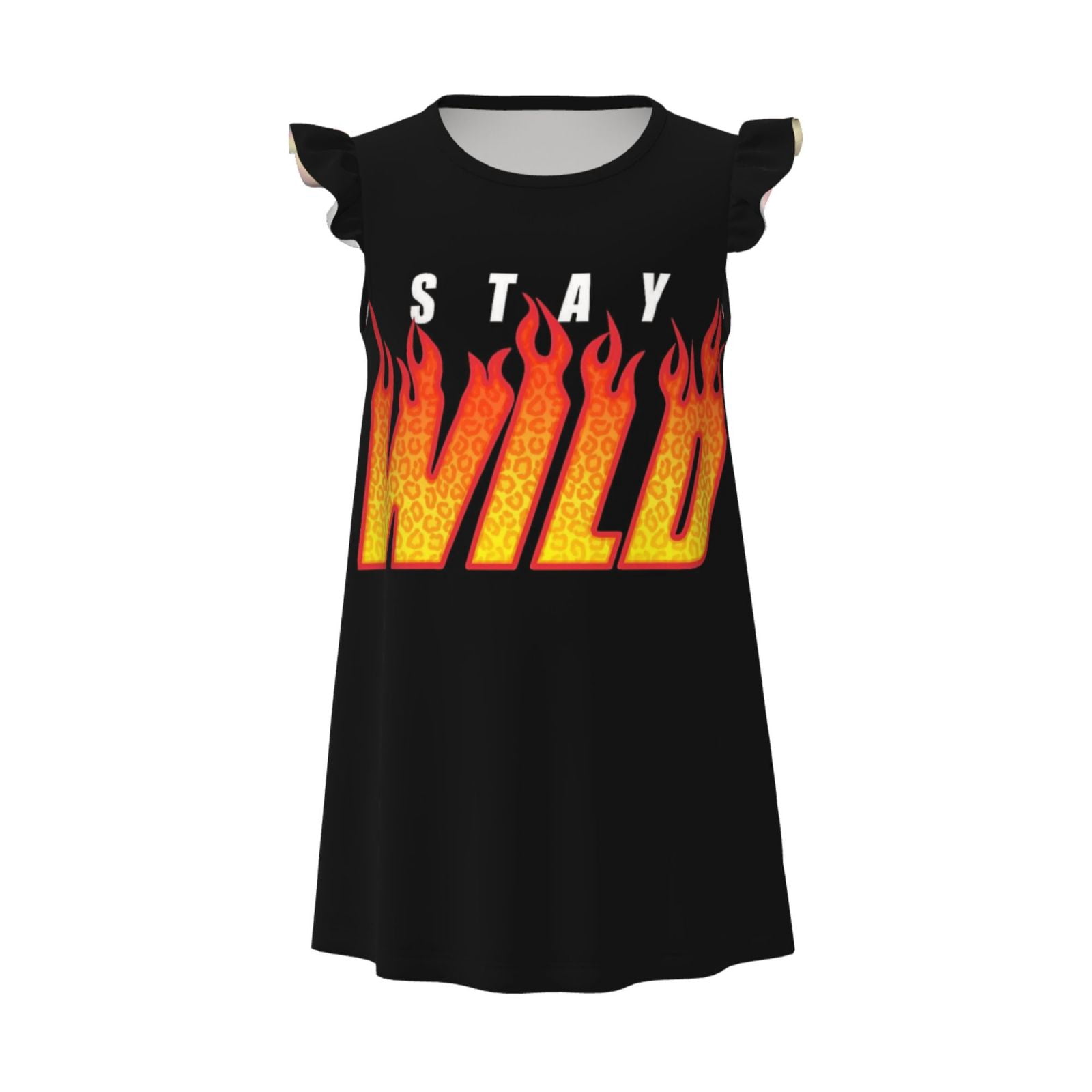 Ben Aze1 Art Stay Leopard Wild Flutter Sleeve Soft Fabric Casual Dress ...