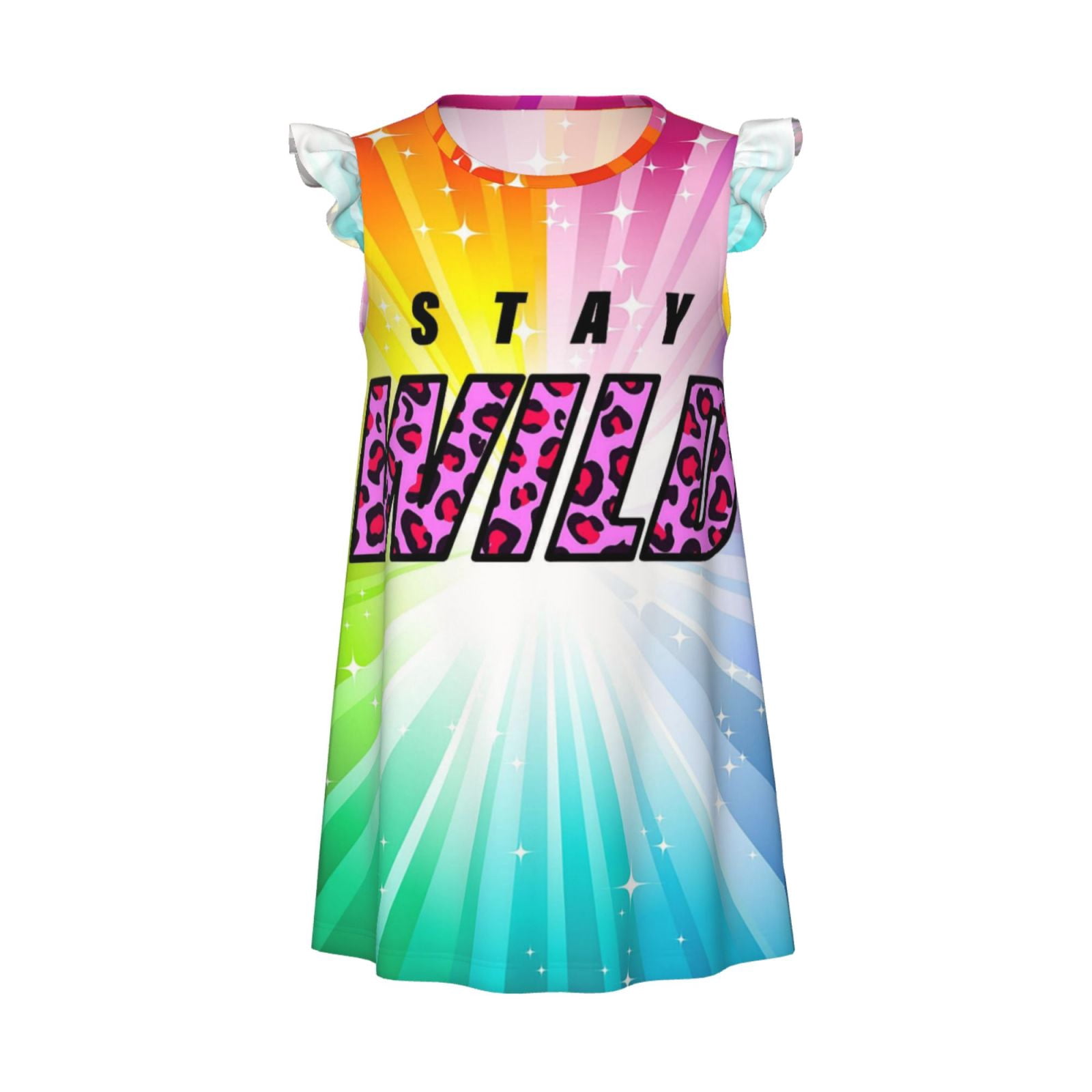 Ben Aze1 Art Stay Leopard Wild Flutter Sleeve Soft Fabric Casual Dress ...