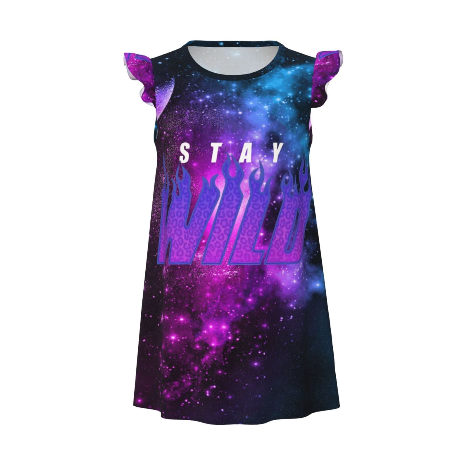 Ben Aze1 Art Stay Leopard Wild Flutter Sleeve Soft Fabric Casual Dress ...