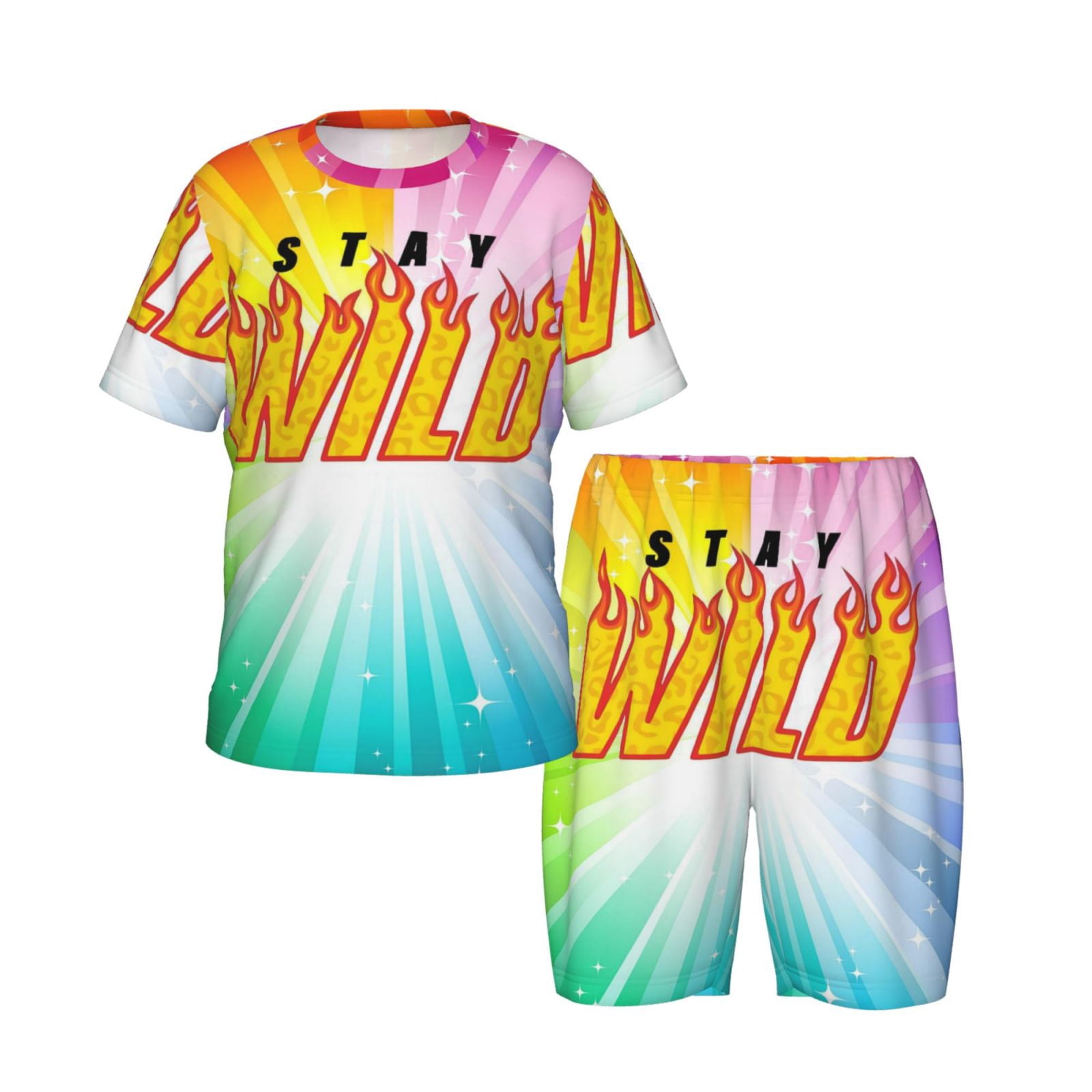 Ben Aze1 Art Stay Leopard Wild Pajamas Set Summer Cartoon Printed Short ...