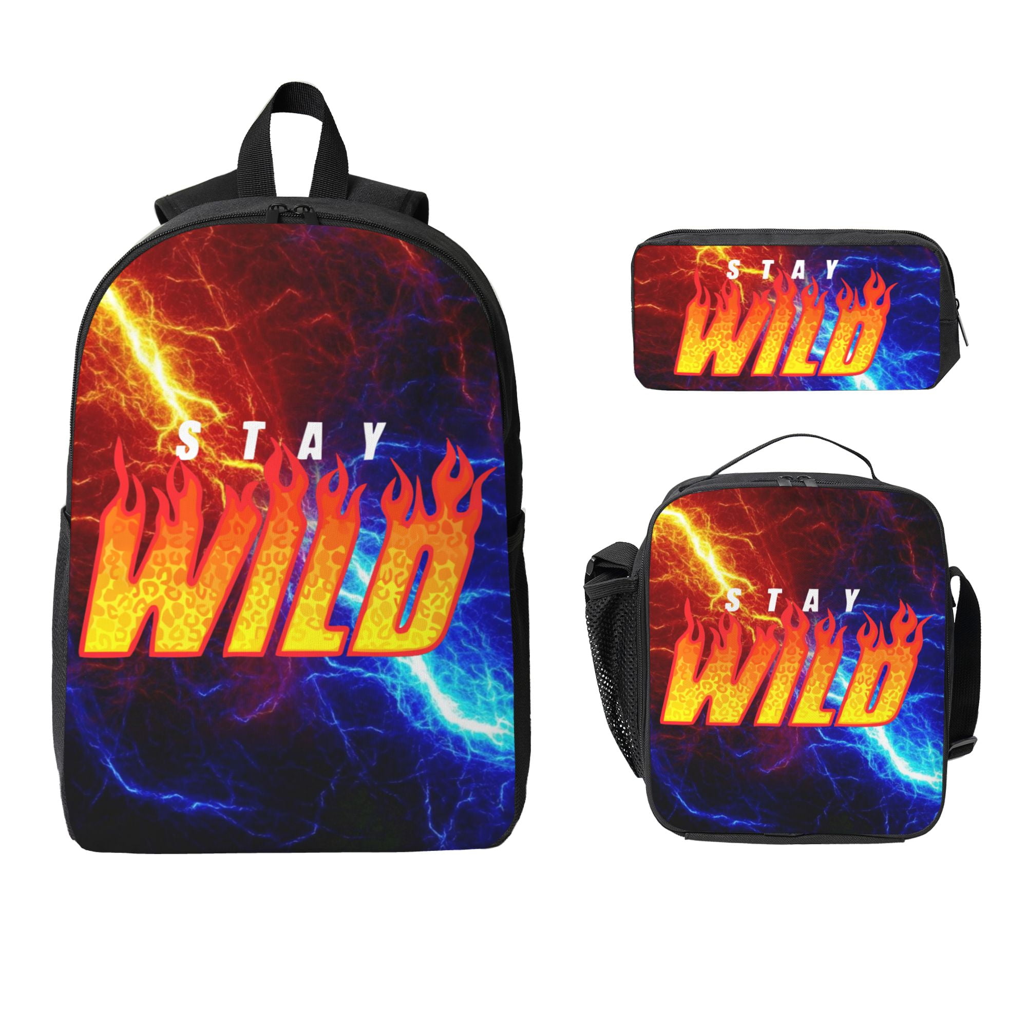 Ben Azelart Stay Wild 3 Piece Backpack Set With Lunch Bag Pencil Case ...