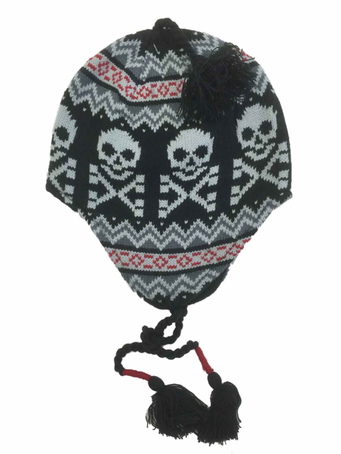 Ben Berger Boys Black Gray & Red Skull Print Trapper Hat Skulls ...