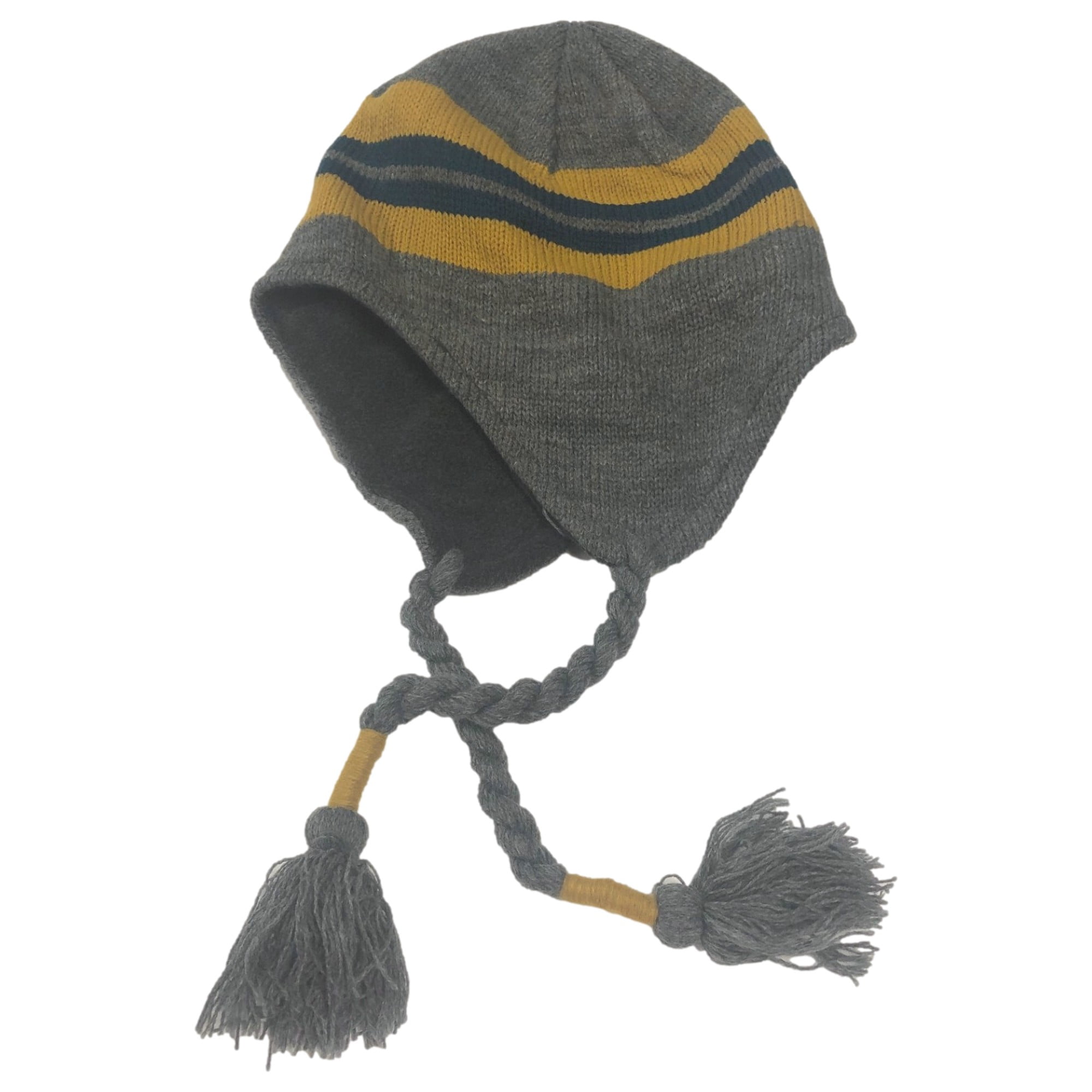 Ben Berger Boys Gray Blue & Yellow Stripes Fleece Lined Trapper Hat ...
