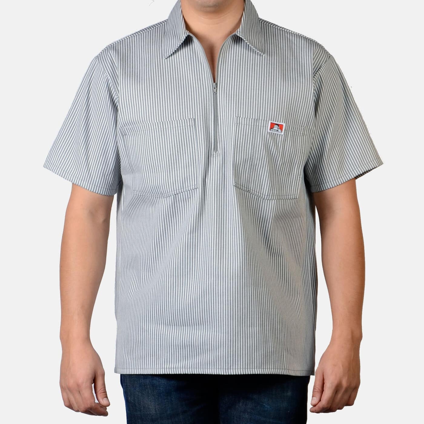 Ben Davis 1/2 Zip Striped Short Sleeve Work Shirt 179-XL - Walmart.com