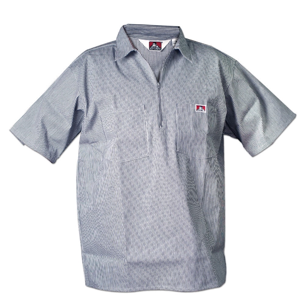 Ben Davis 11239 Men's 1/2 Zipper Short Sleeve Stripe Shirt - 2X ...