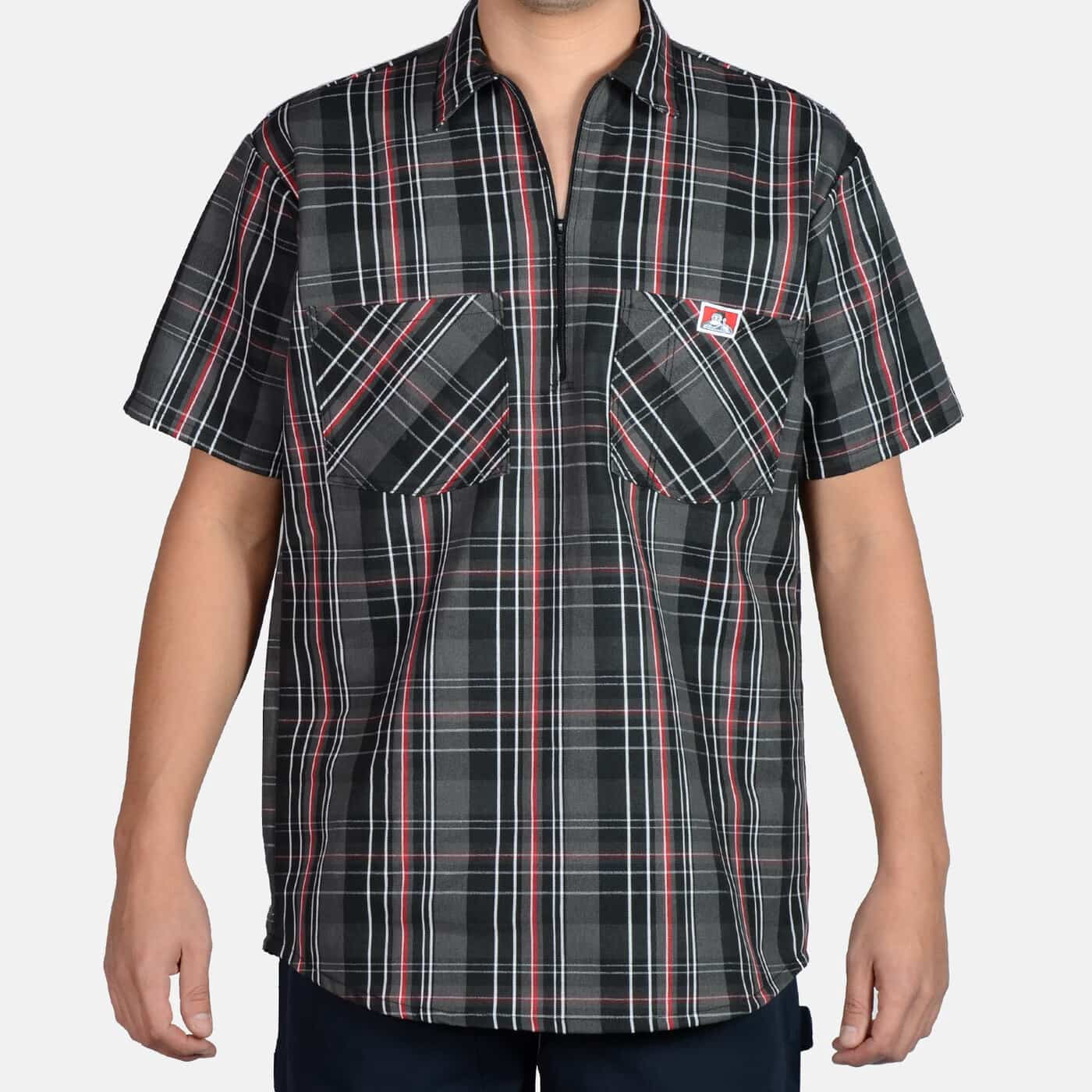 Ben Davis Half Zip Short Sleeve Plaid - Walmart.com