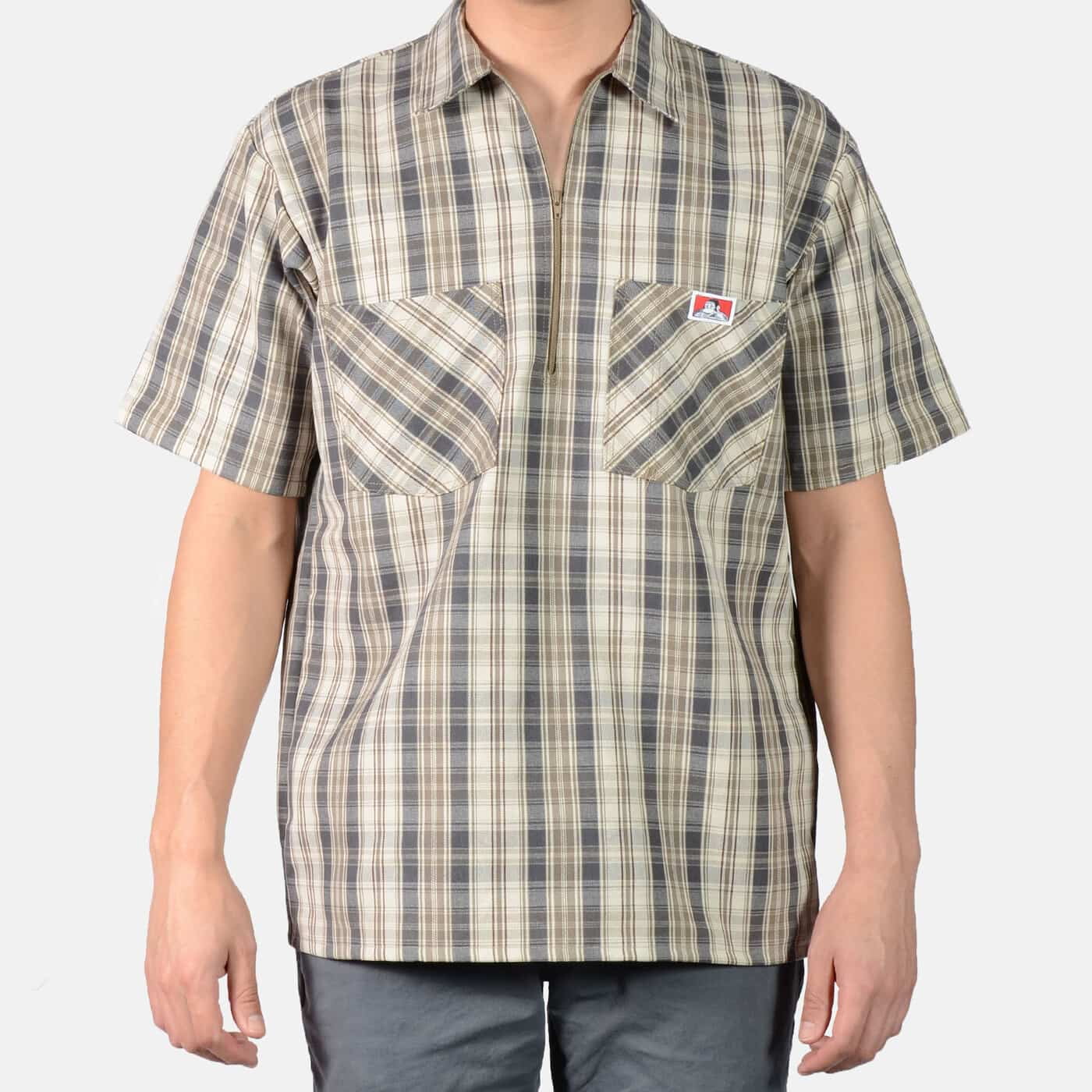 Ben Davis Half Zip Short Sleeve Plaid - Walmart Business Supplies
