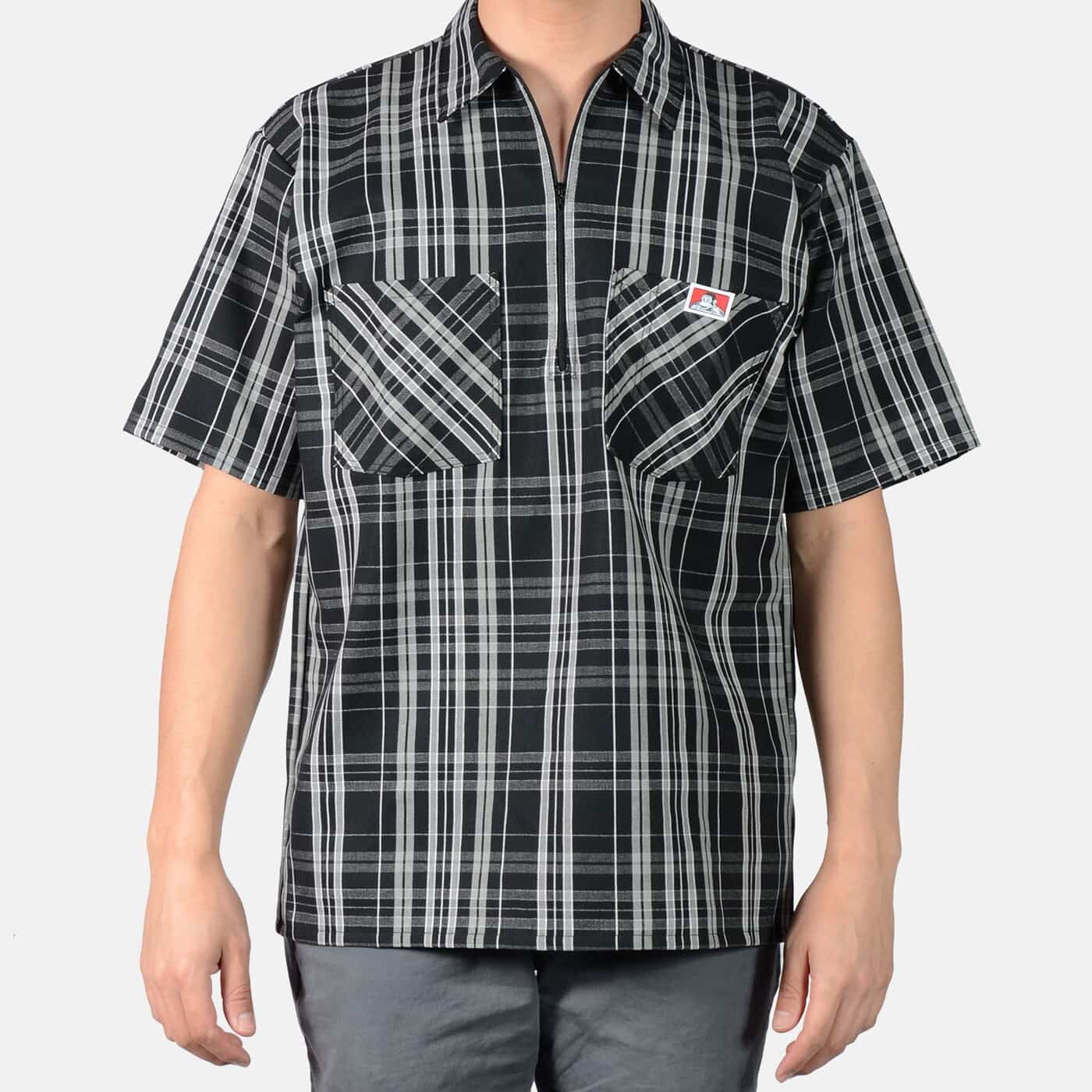 Ben Davis Half Zip Short Sleeve Plaid - Walmart.com