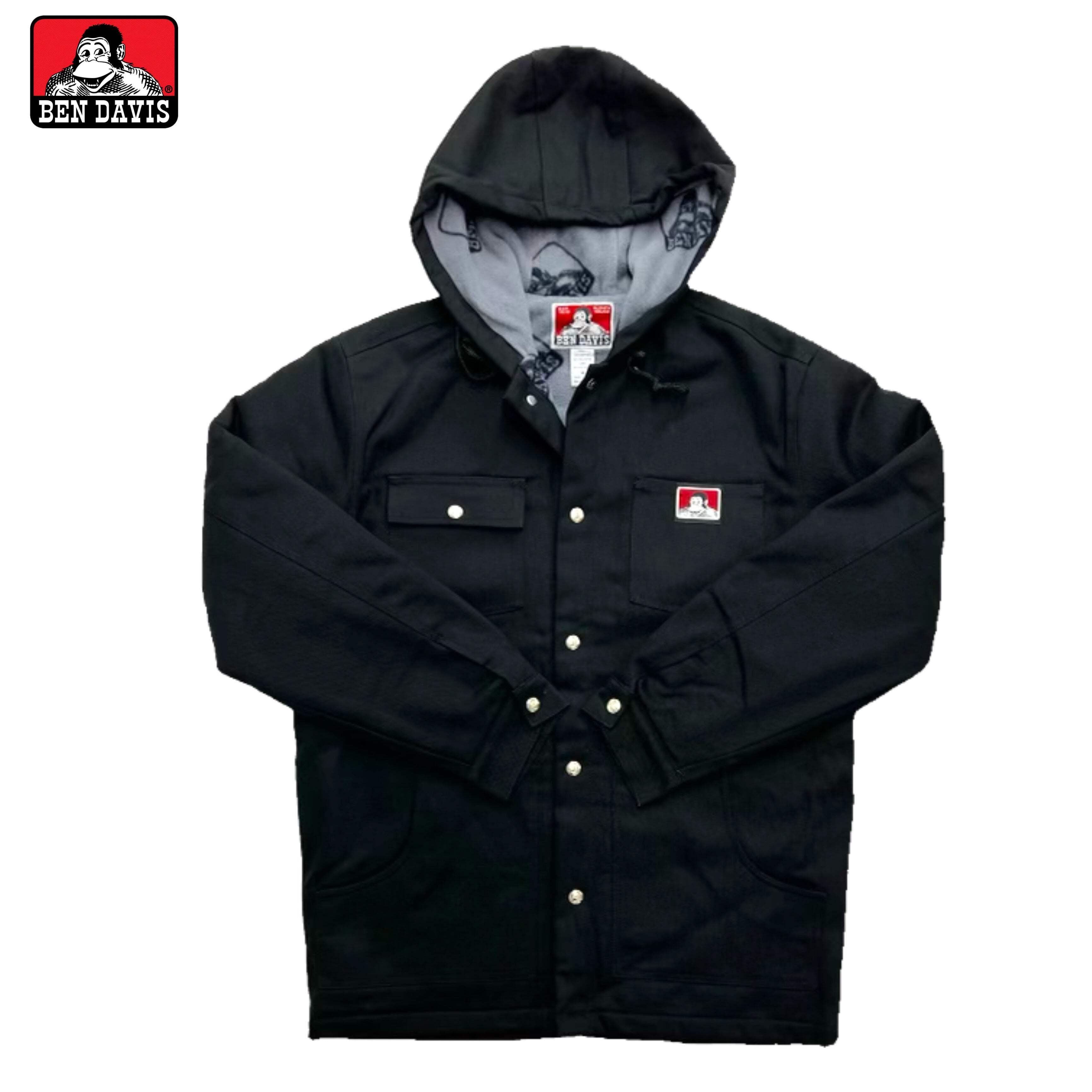 Ben Davis Heavyweight Twill Shell Hooded Jacket with Front Snap, Fleece ...