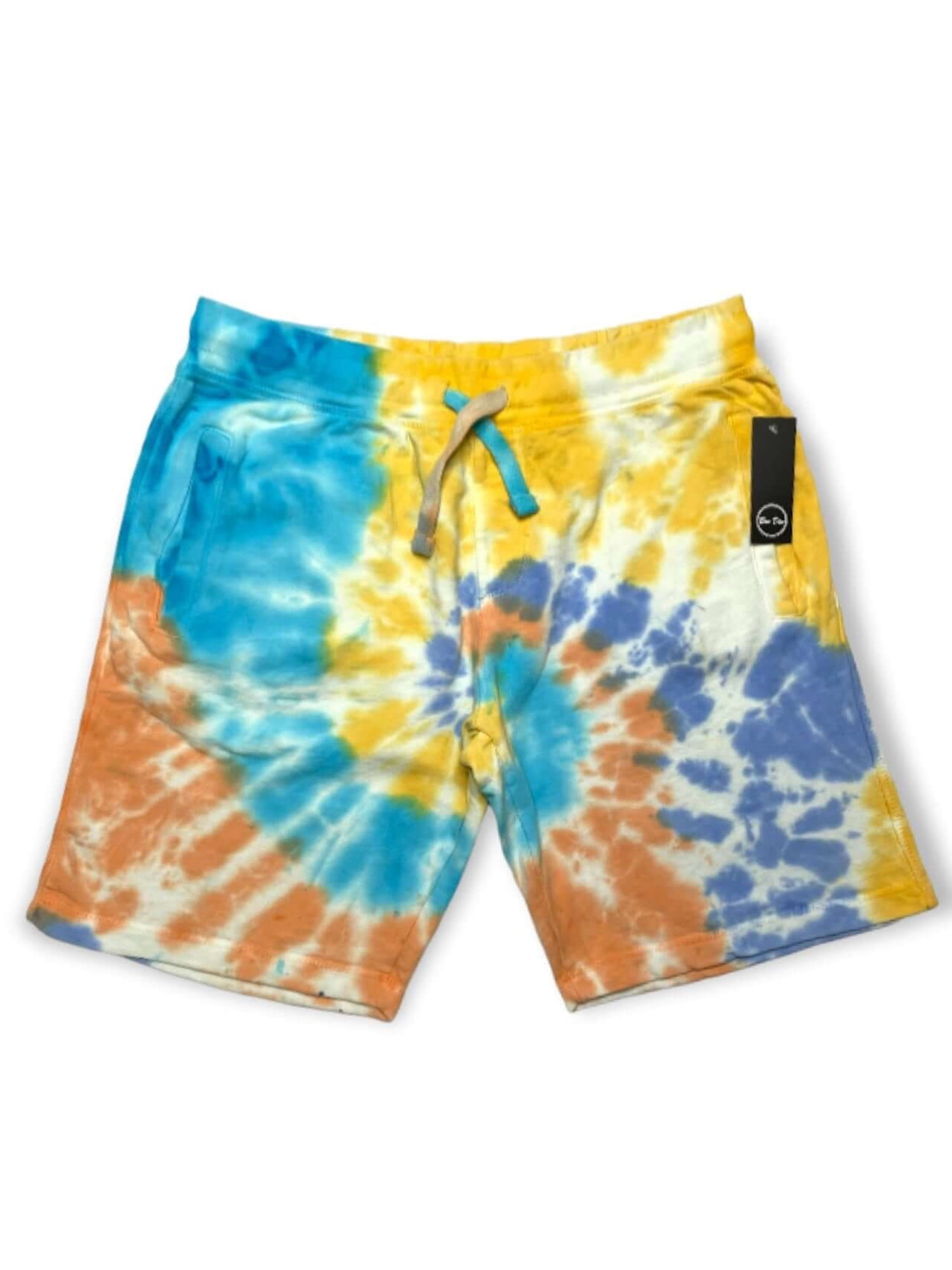 Ben Din Clothing Men's Tie Dye Swim Trunks Cotton Beach Shorts, Orange ...