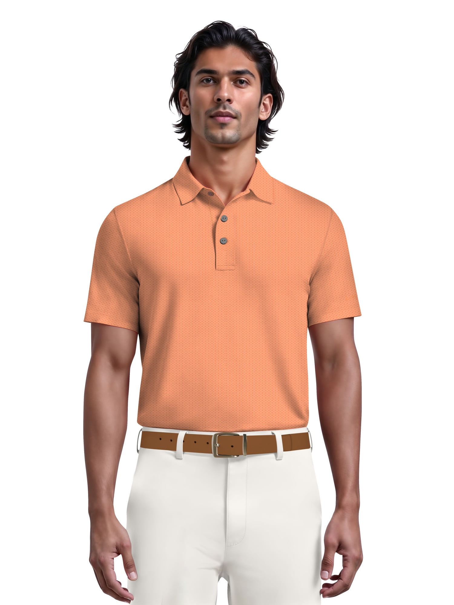 Ben Hogan Men's & Big Men's Micro Jaquard Golf PoloWith Self Collar ...
