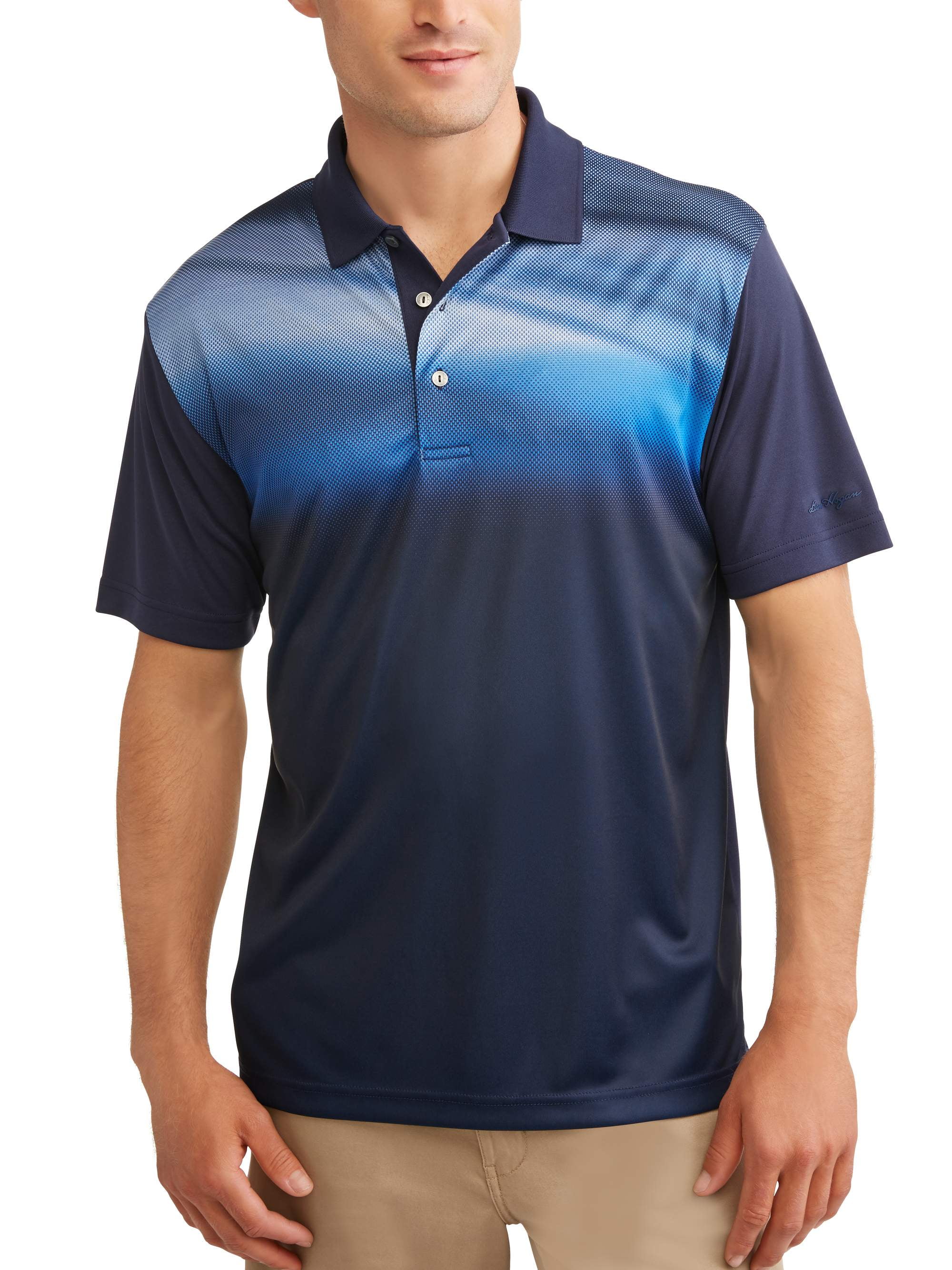 Ben Hogan Men's Performance Asymmetrical Printed Polo Shirt, Up to Size ...