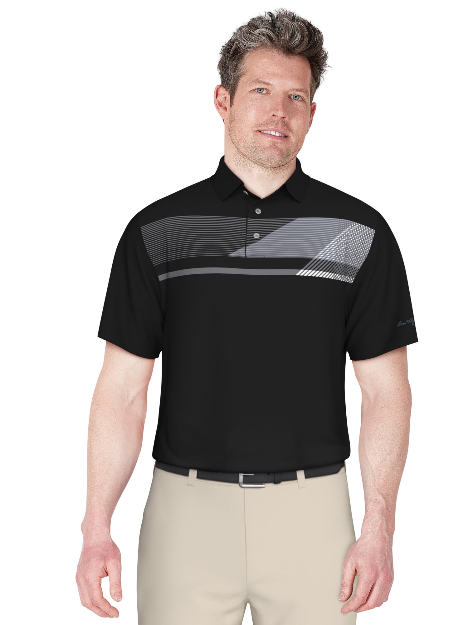 Ben Hogan Men's Asymmetric Stripe Golf Polo Shirt, Sun Protection, Moisture Wicking, 5XL ...