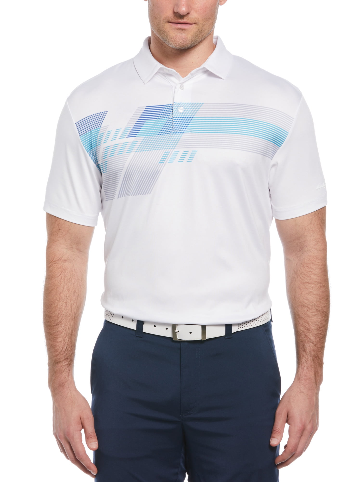 Ben Hogan Men's and Big Men’s Modular Geometric Chest Print Golf Polo Shirt, up to Size 5XL ...