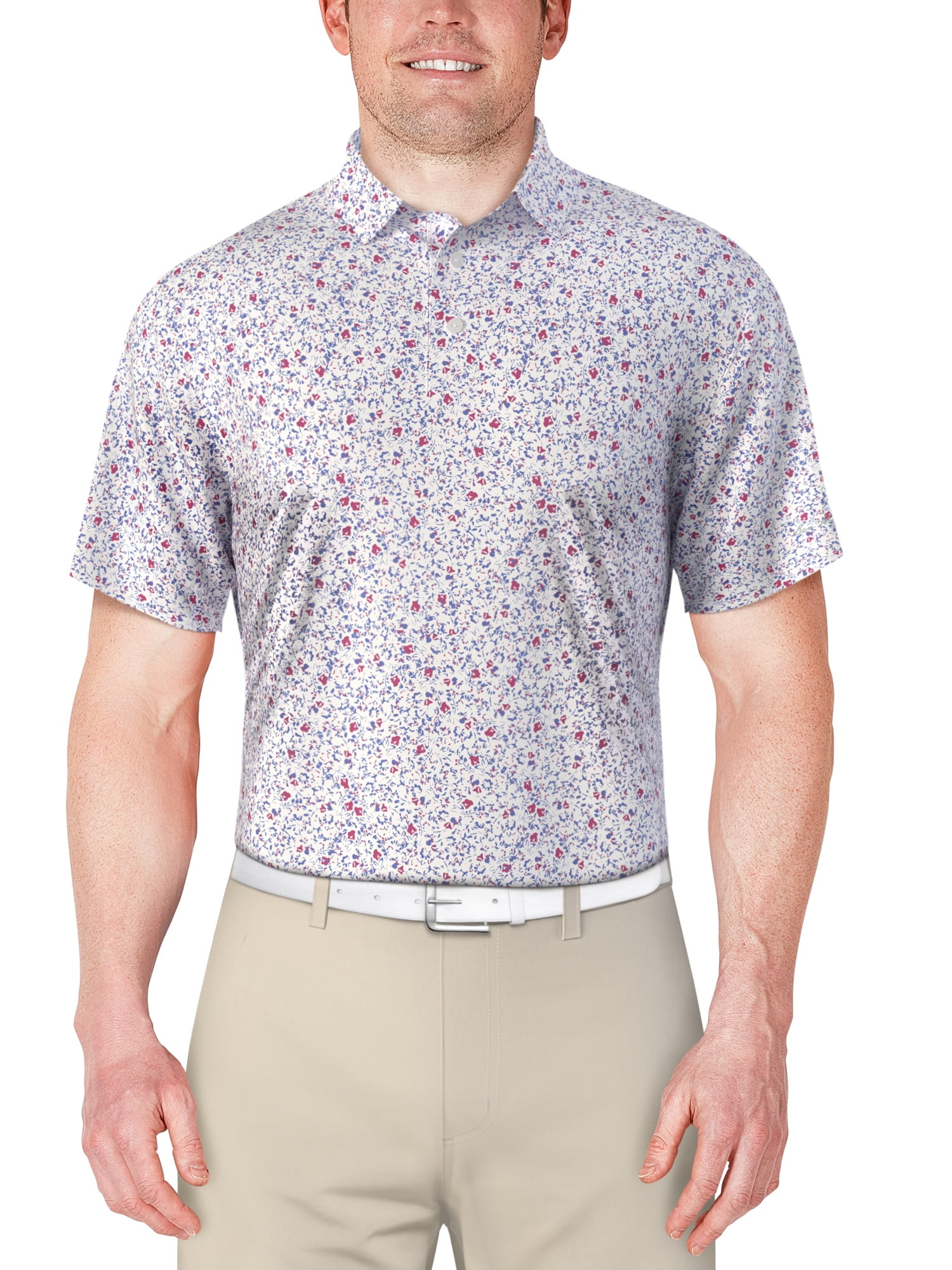 Ben Hogan men's Spring Flower Print Golf Polo Shirt - Walmart.com