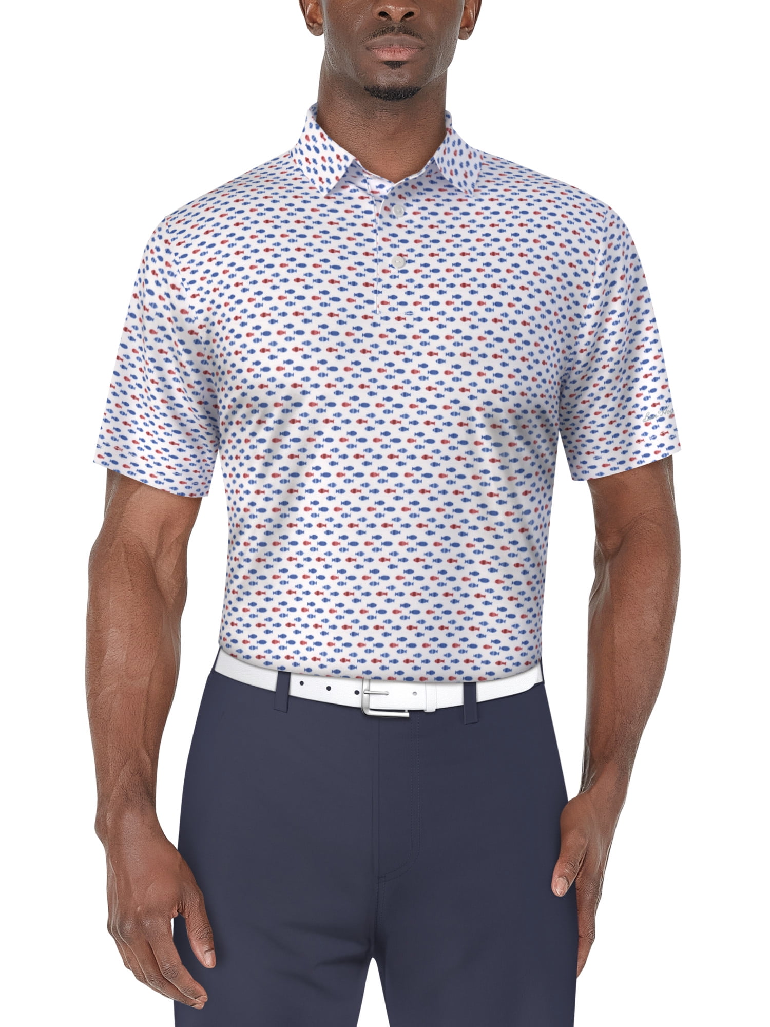 Ben Hogan Men's and Big Men’s Tonal Fish Print Golf Polo Shirt, up to ...