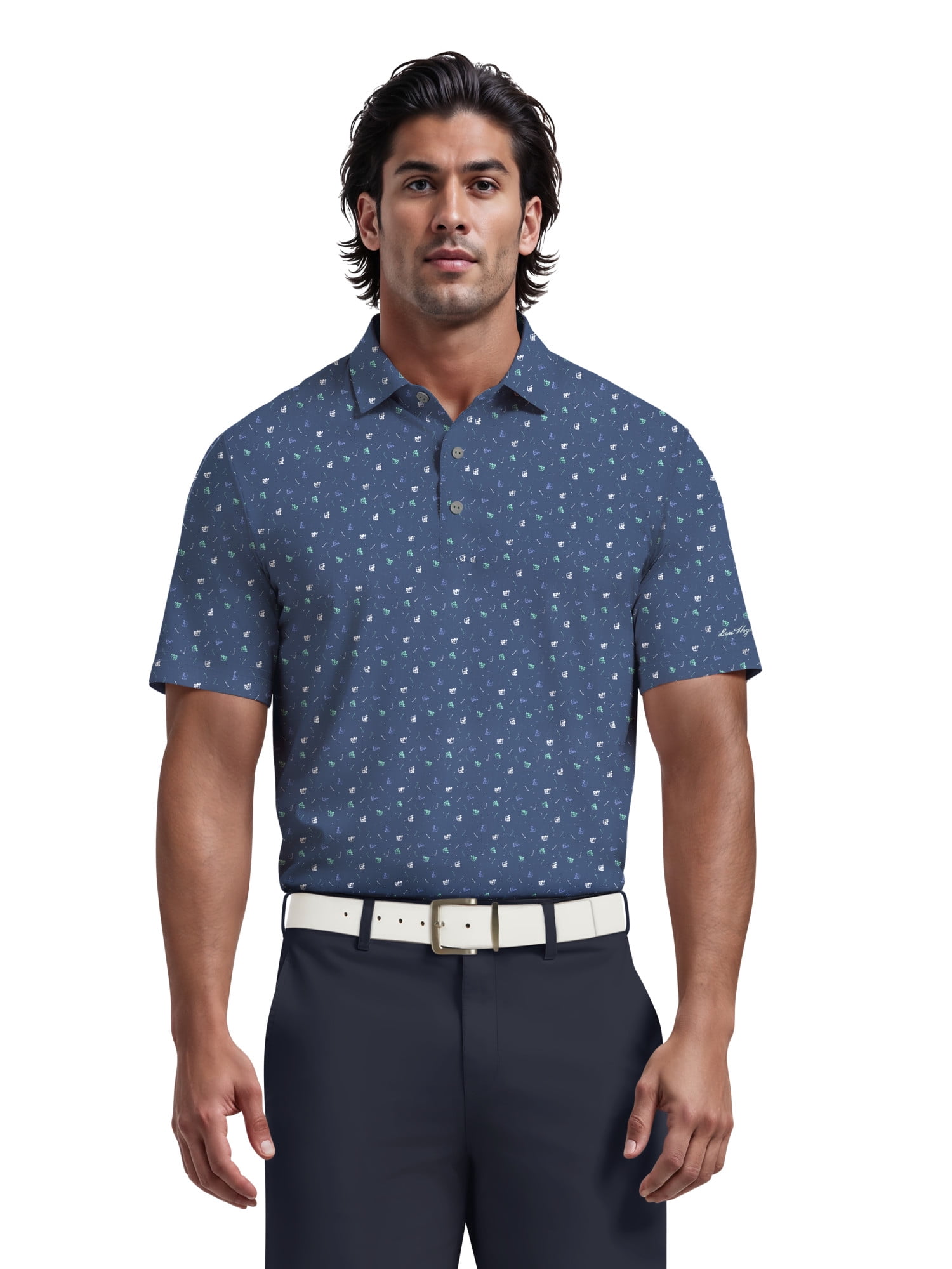 Ben Hogan Men's and Big Men’s Tossed Golf Cart Print Short Sleeve Golf ...