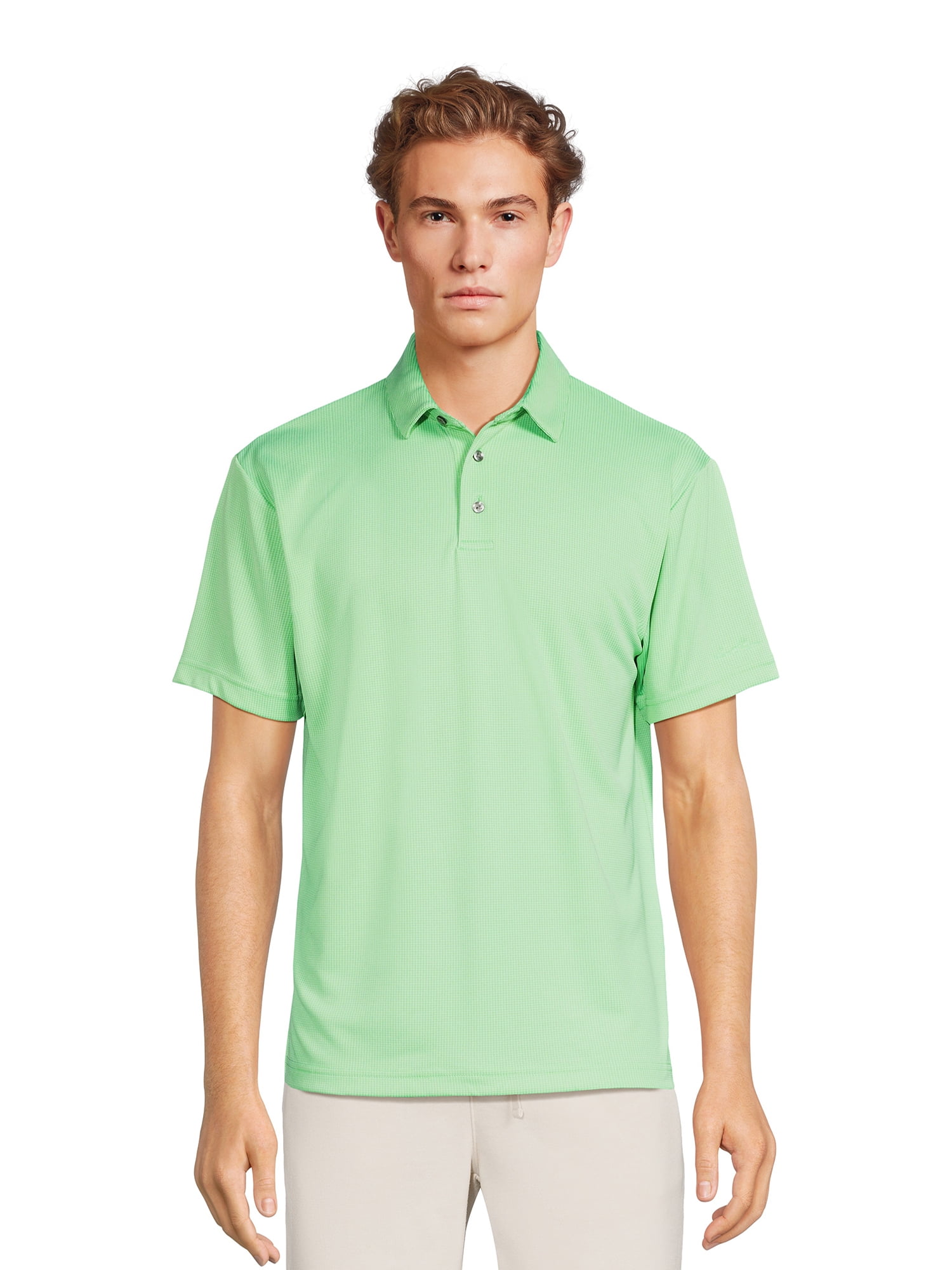 Ben Hogan Performance Men's Mini Gingham Print Golf Polo Shirt, Sizes S ...