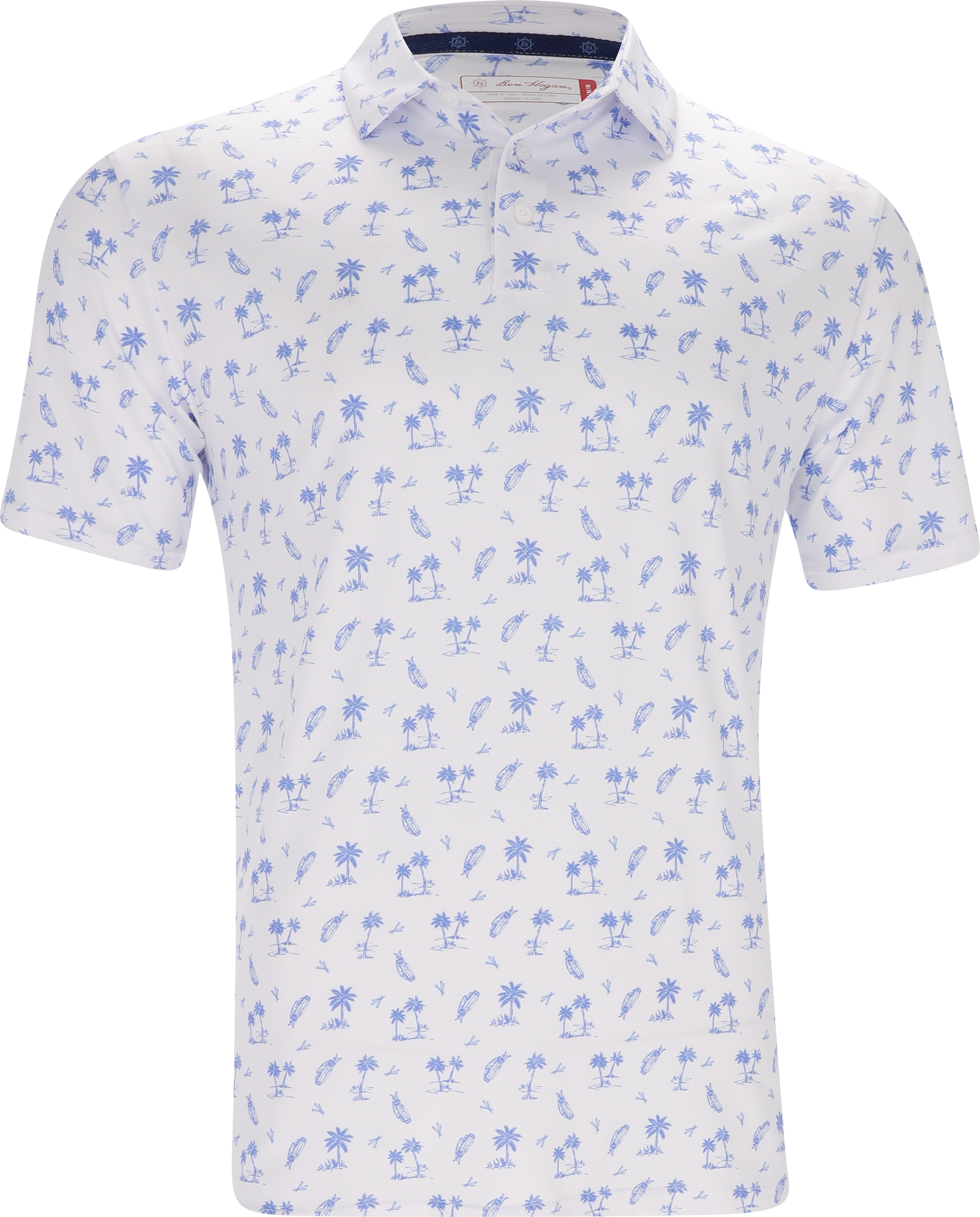 Ben Hogan Tropical Golf Print Bright White Shirt Men M - Walmart.com