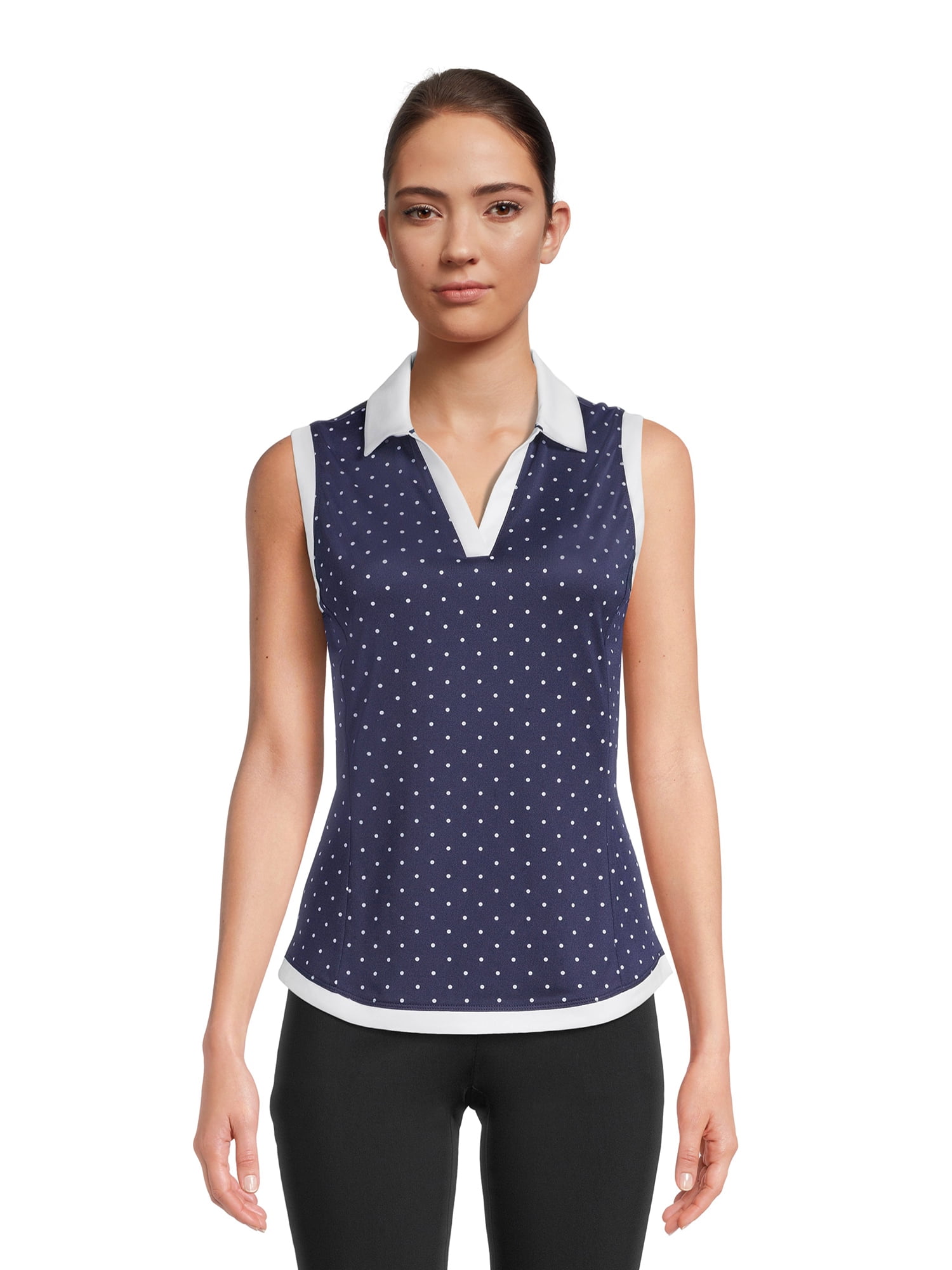 Ben Hogan Women's Polka Dot Sleeveless Golf Polo Shirt with UPF 30, XS ...