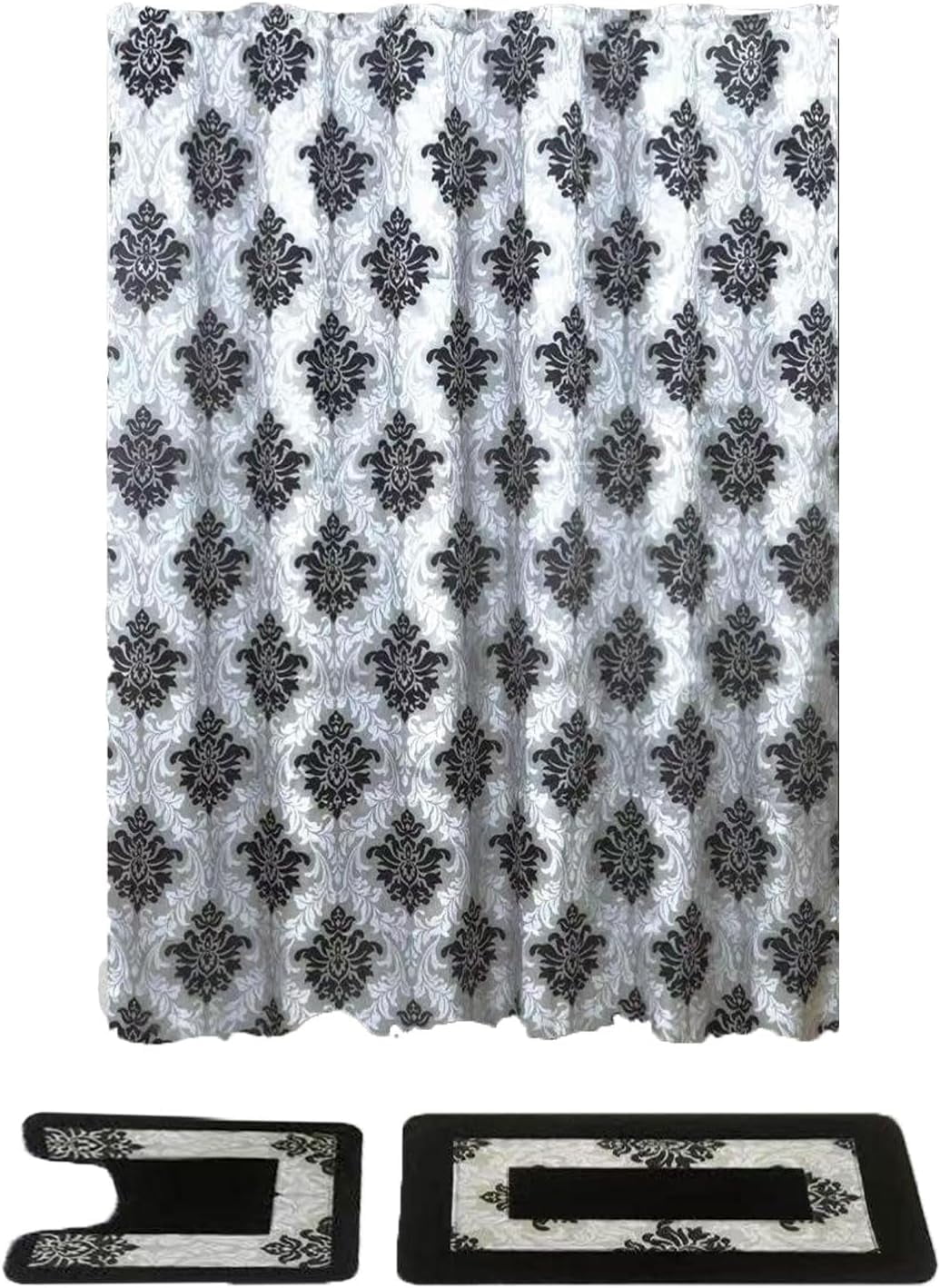 Ben & Jonah Black 15-Pc Rowland Bath Set with Shower Curtain, Bath Rugs ...