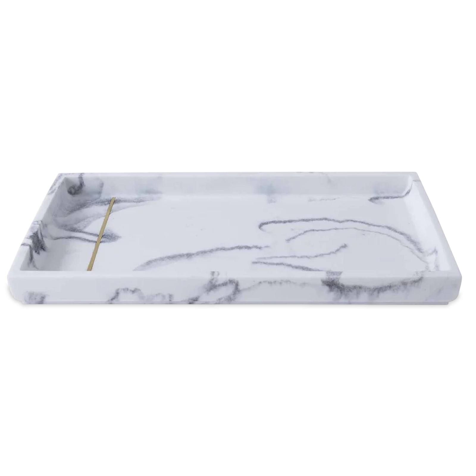 Ben & Jonah Oro Streak Marble Resin Vanity Tray with Brass Inlay ...