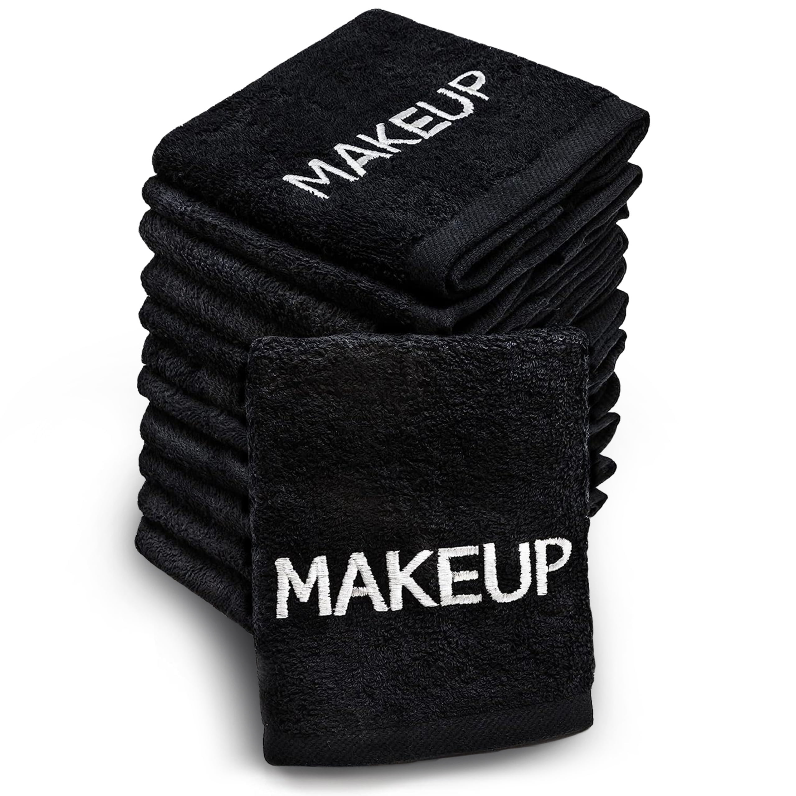 "Kaufman - 100% Cotton Black Facial Washcloths, Makeup Remover, Pack of ...