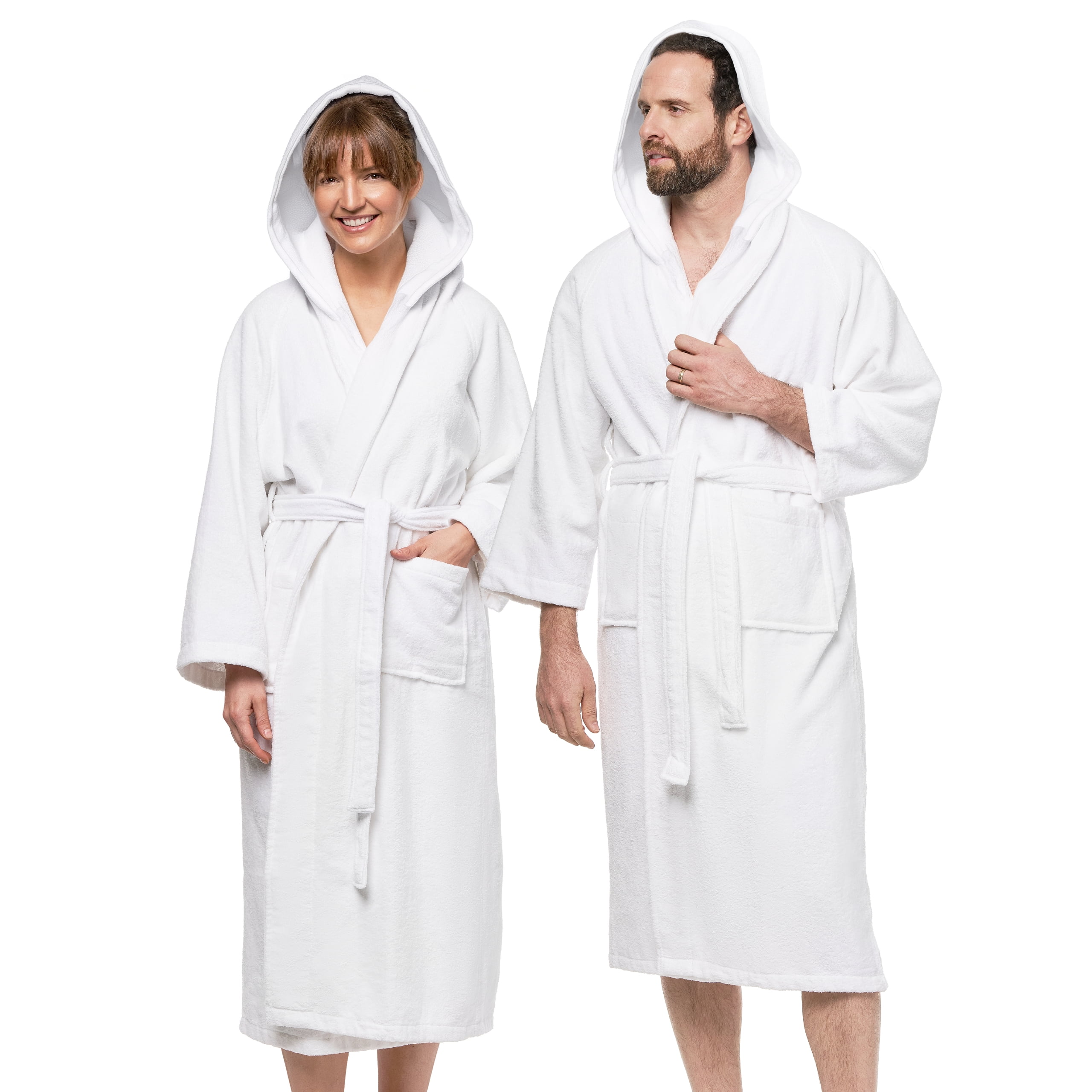 Ben Kaufman Hooded Velour 2 Pack Robes - Unisex Cotton Kimono Bathrobe ...