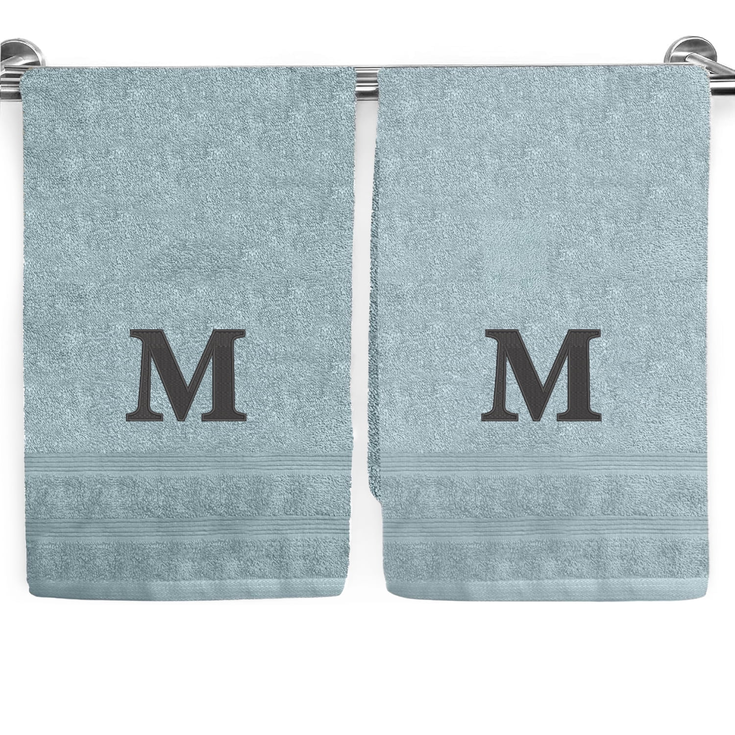 Ben Kaufman Sales Custom Aqua Monogrammed Hand Towels for Bathroom Set ...