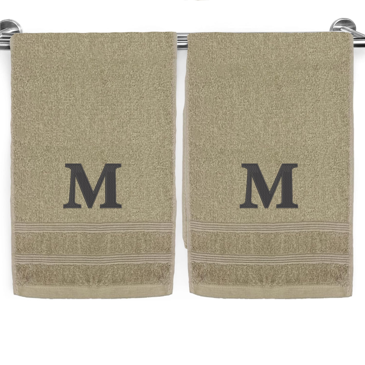 Ben Kaufman Sales Monogrammed Hand Towels for Bathroom Set of 2-100% Cotton 17" x 28 ...