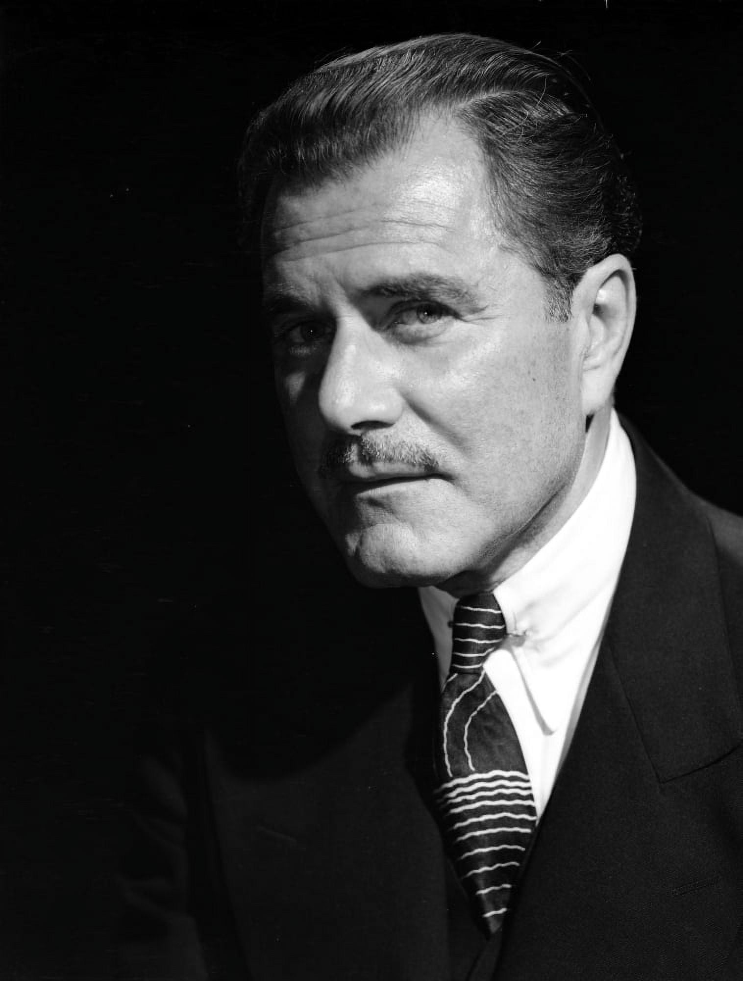 Ben Lyons Portrait in White Collar Shirt and Black Suit on Black ...