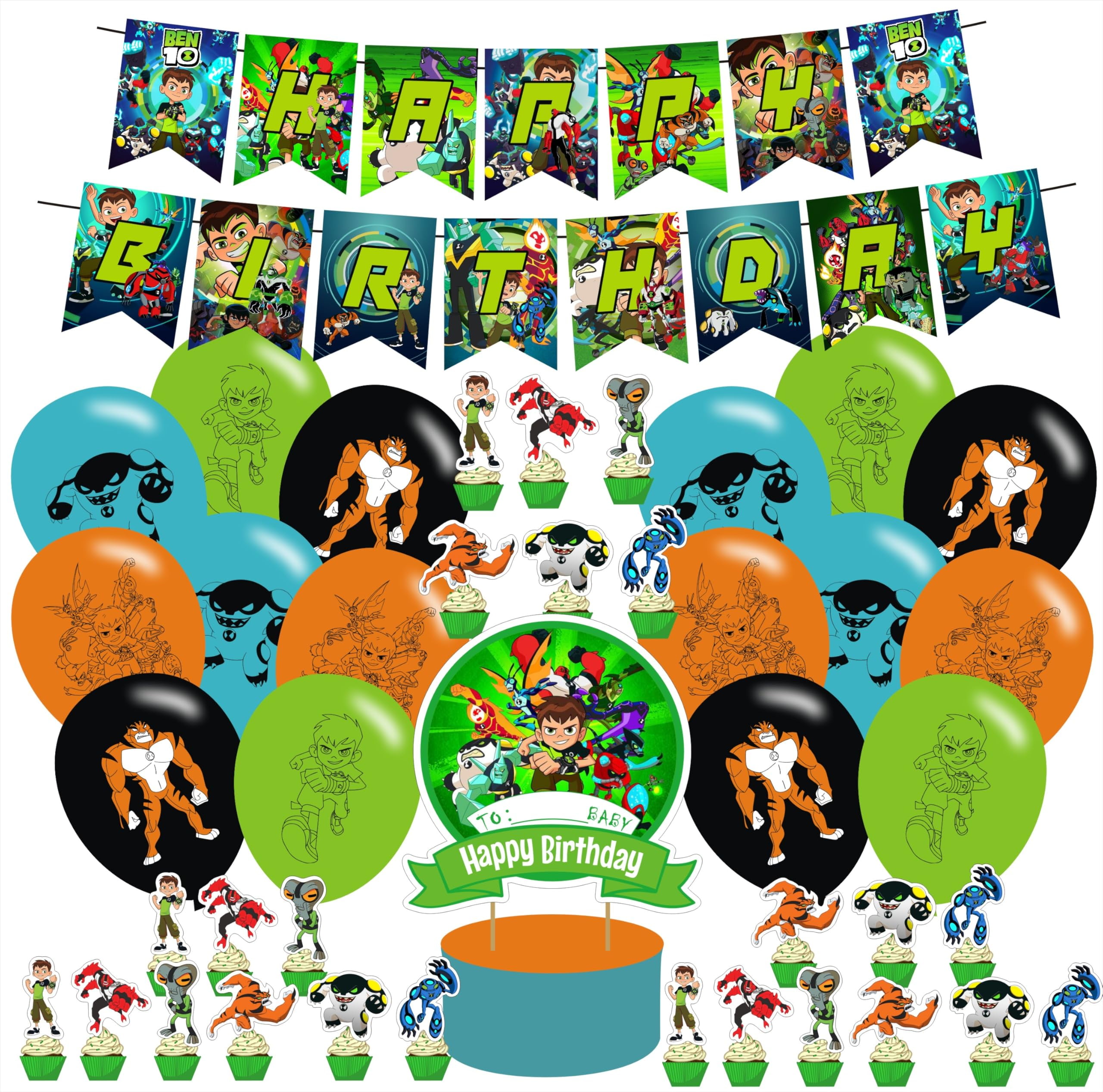 Ben Party Decorations, Birthday Party Supplies from Cartoon Ben Party ...