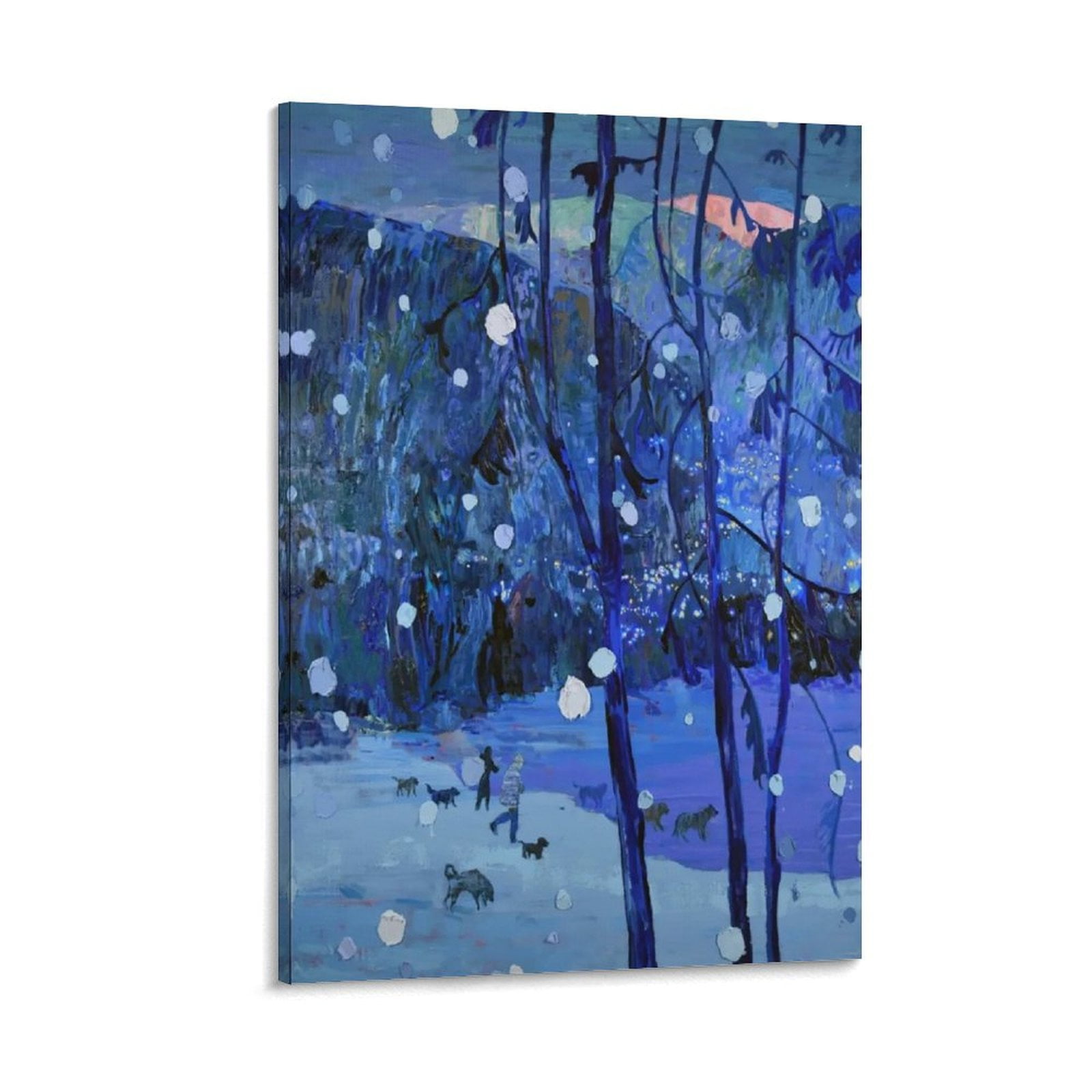 Ben Reeves Walking His Dog in The Snow Painting Poster Artworks Picture ...