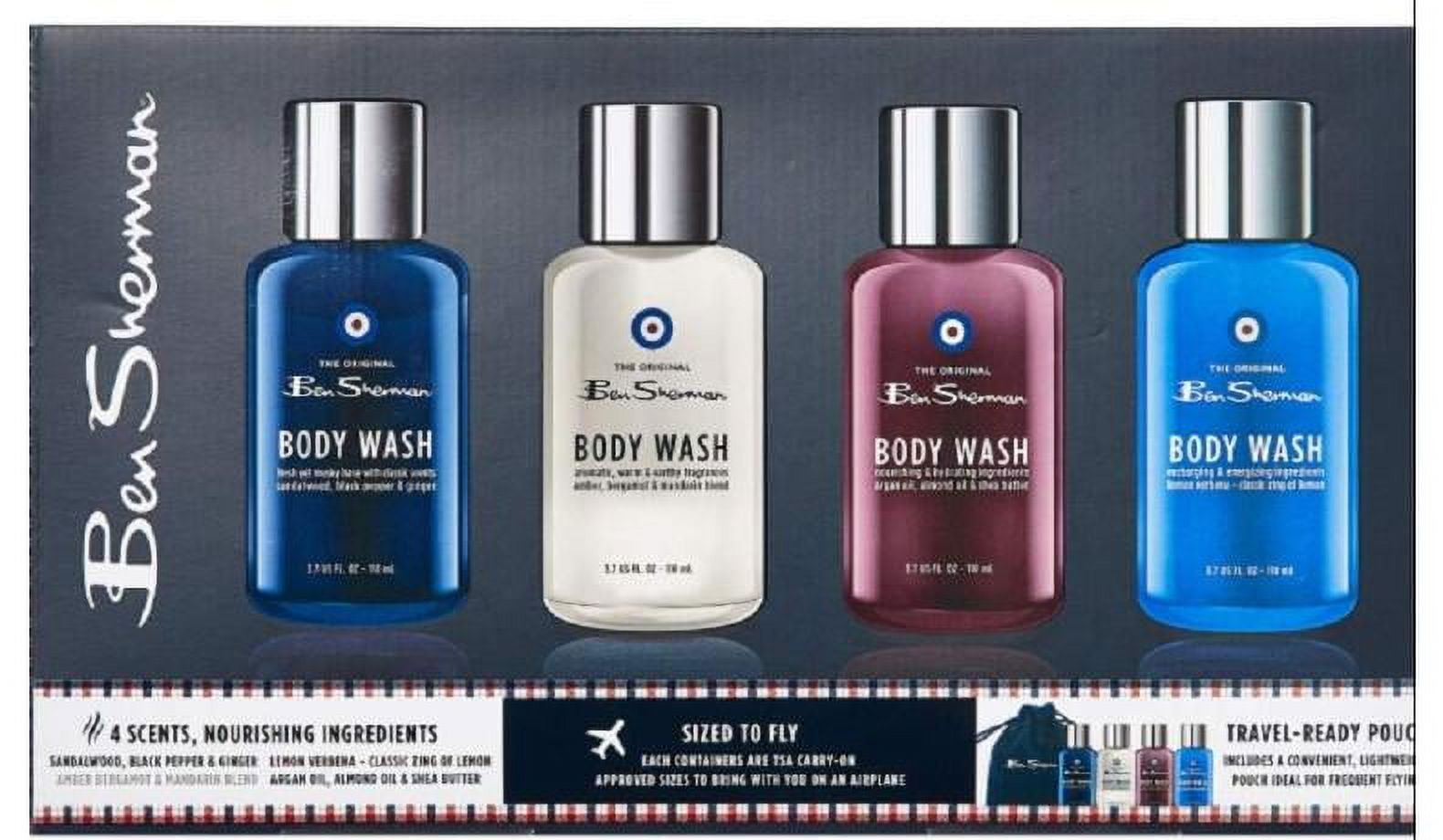 Ben Sherman Body Wash 4 Scents Travel Size Body Wash 3.7oz w/Travel ...