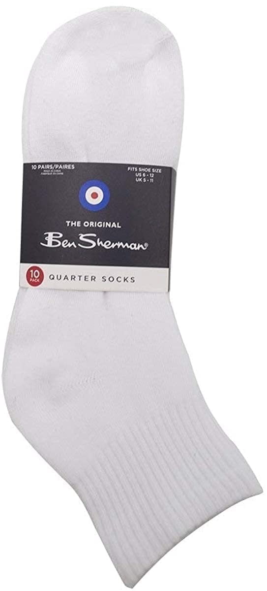Ben Sherman Men’s Quarter Length Ribbed Trim Solid Socks for Men 10 ...