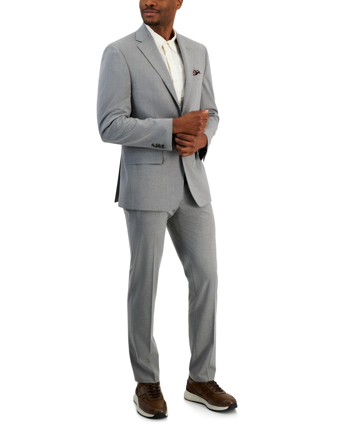 Ben Sherman Mens Slim fit Suit Jacket Suit 40 R Light Grey Solid ...