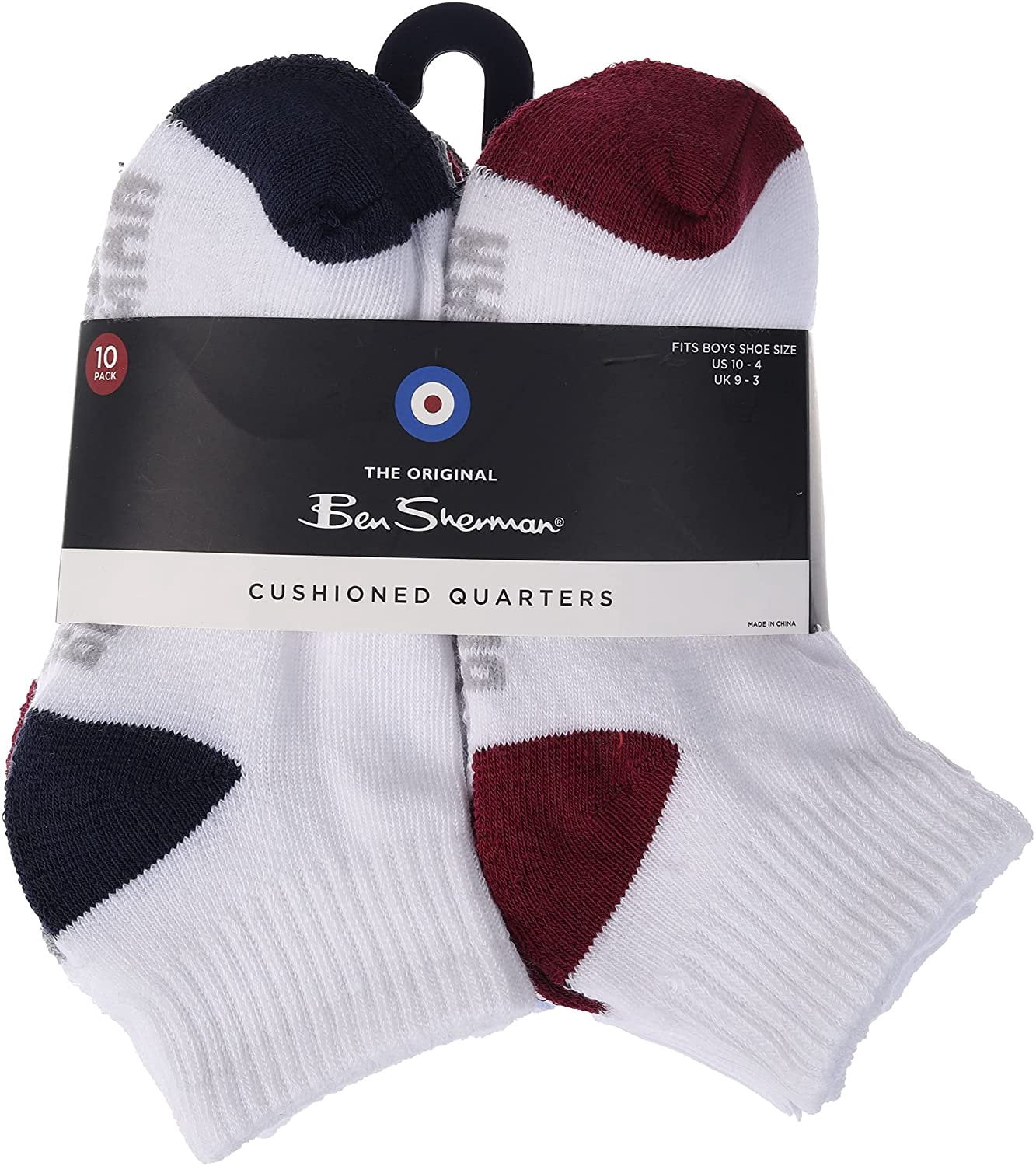 Ben Sherman Quarter Cushioned Comfort Fit Ankle Socks, 10-pack (Boy's ...