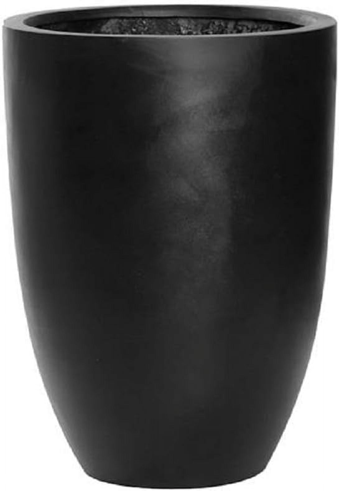 Ben Tall Black Flower Planter Tapered Cylinder Fiberstone Vase 22" H x ...