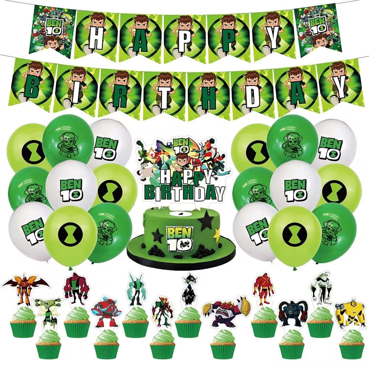 Ben Themed Party Supplies Birthday, Ben 10 Movie Birthday Party Supplies Set Includes Happy ...