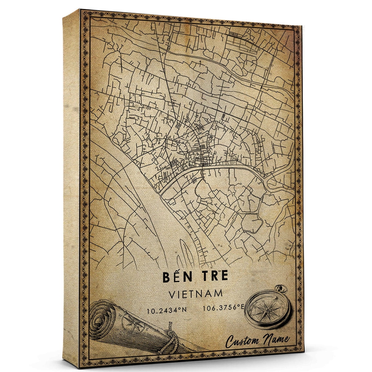 Ben Tre Map Poster, Vietnam Map Art Poster, Canvas, Ben Tre Map City ...