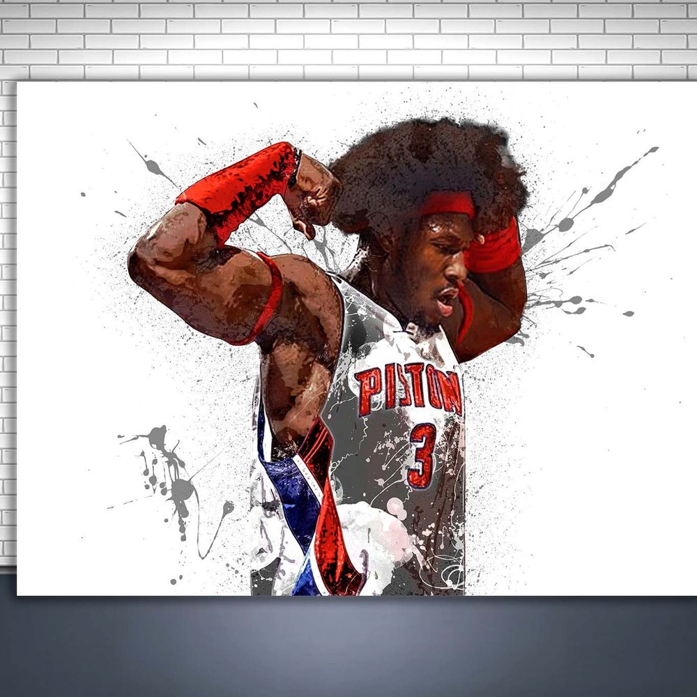 Ben Wallace Poster, Detroit Pistons, sport poster, Man Cave, Kids Room ...