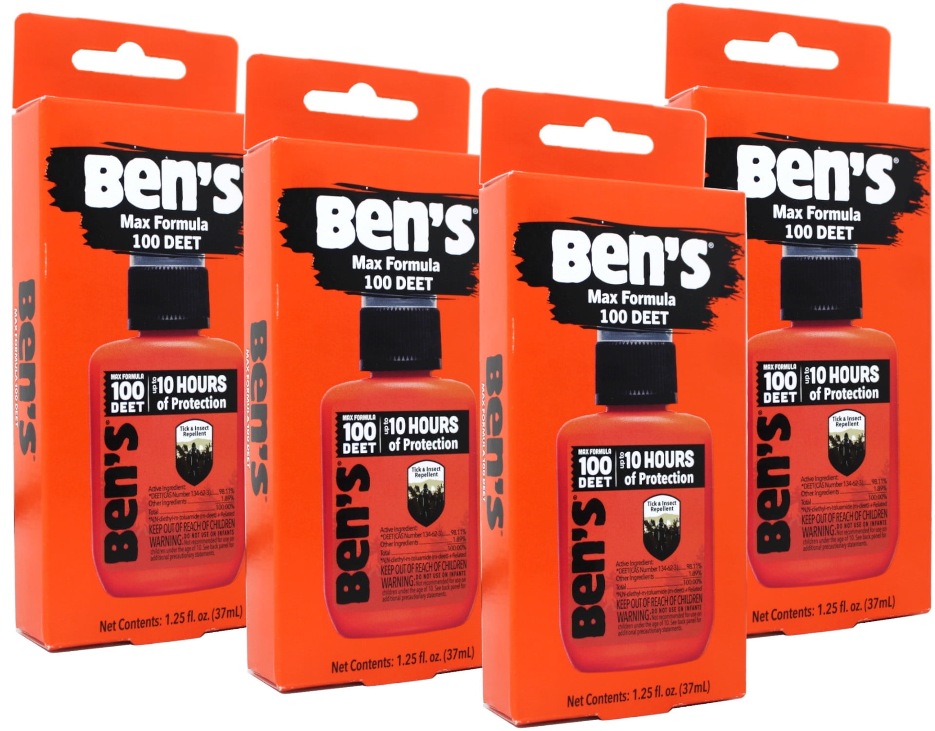 Ben's 100 Deet Tick & Insect Repellent 1.25 oz (Pack of 4) - Walmart.com