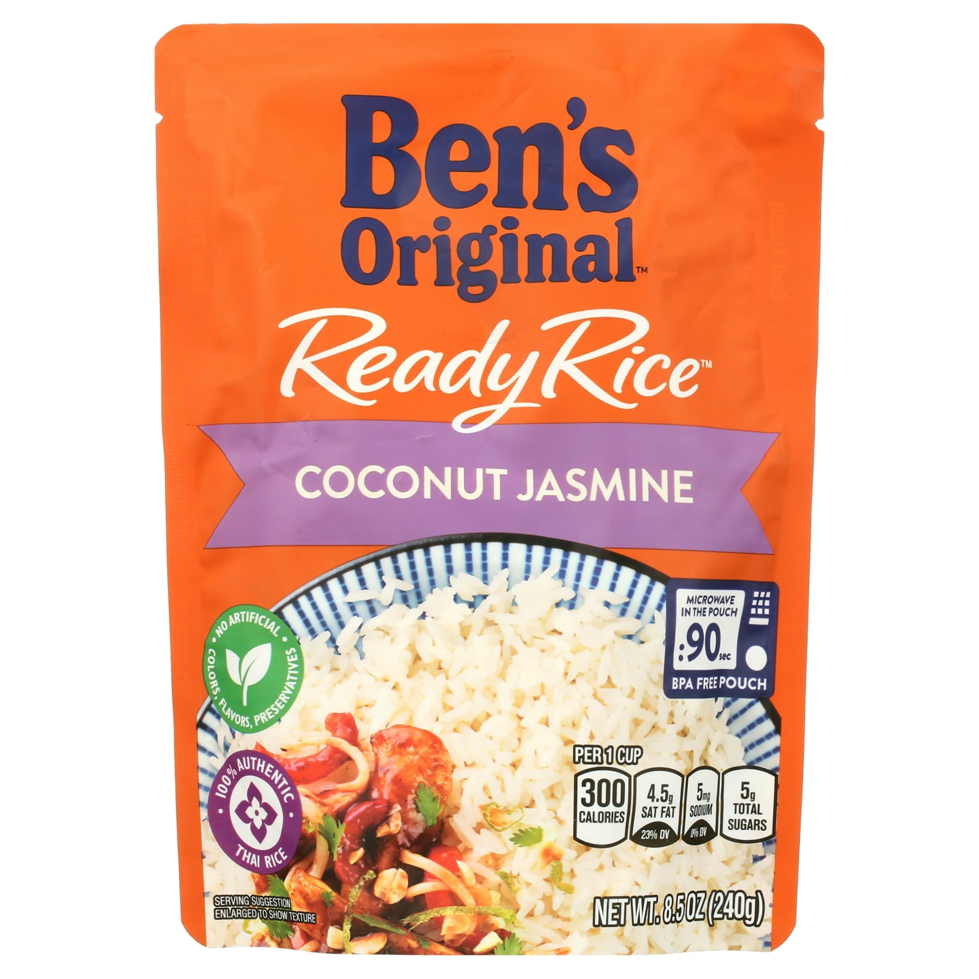 (2 pack) BEN'S ORIGINAL Ready Rice Coconut Jasmine Flavored Rice, Easy Dinner Side, 8.5 Ounce ...