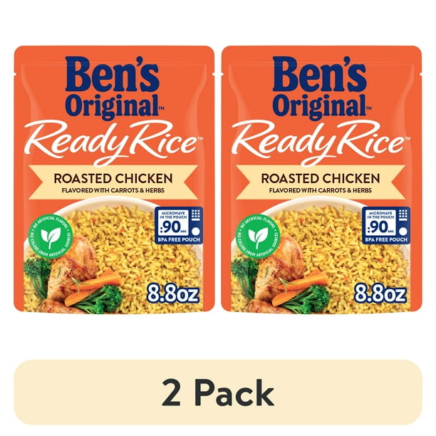 (2 pack) Ben's Original Ready Rice Roasted Chicken Flavored Rice, Easy ...