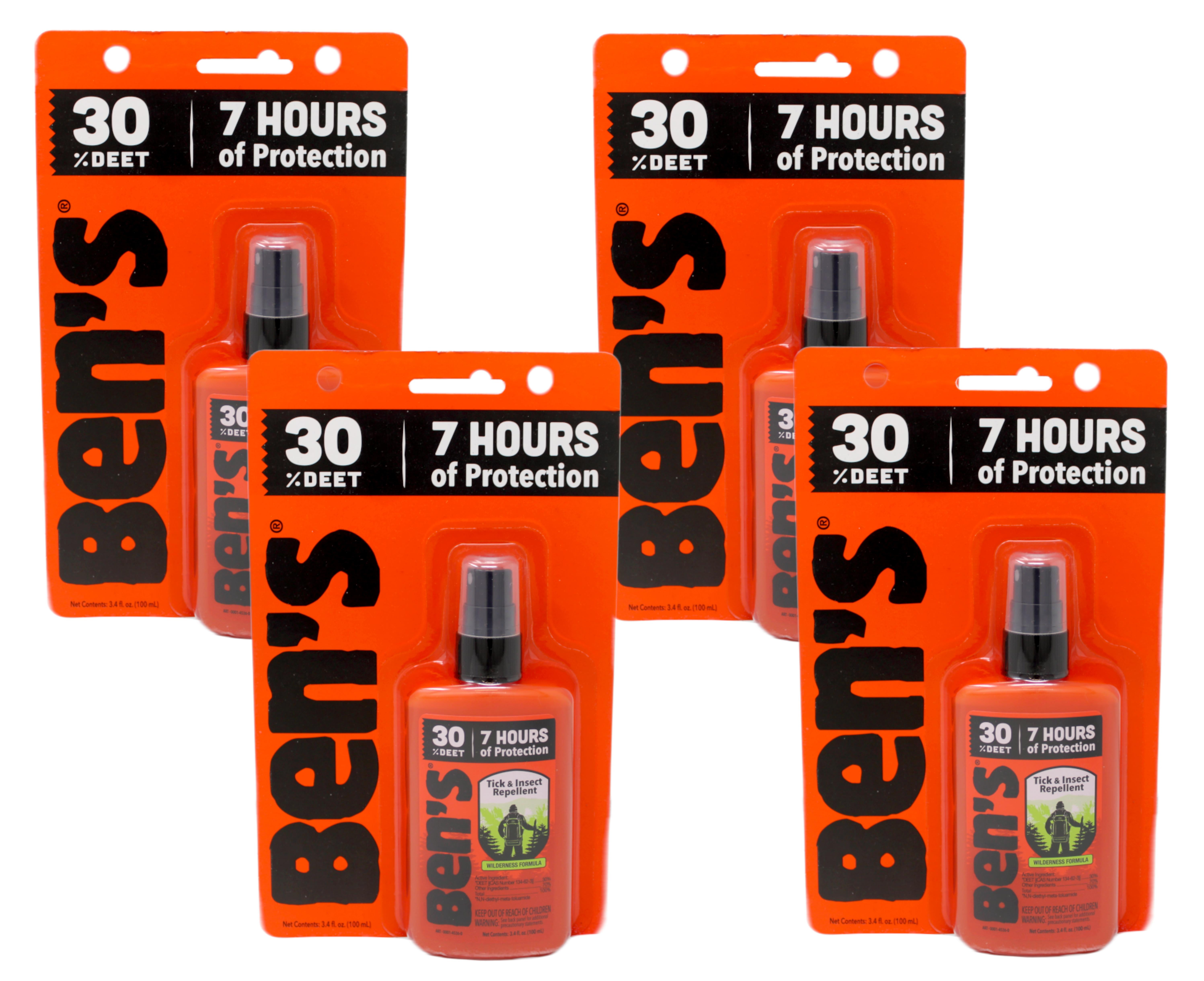 Ben's Tick & Insect Repellent 30% Deet, Orange, 3.4 Ounce - 4 Pack ...